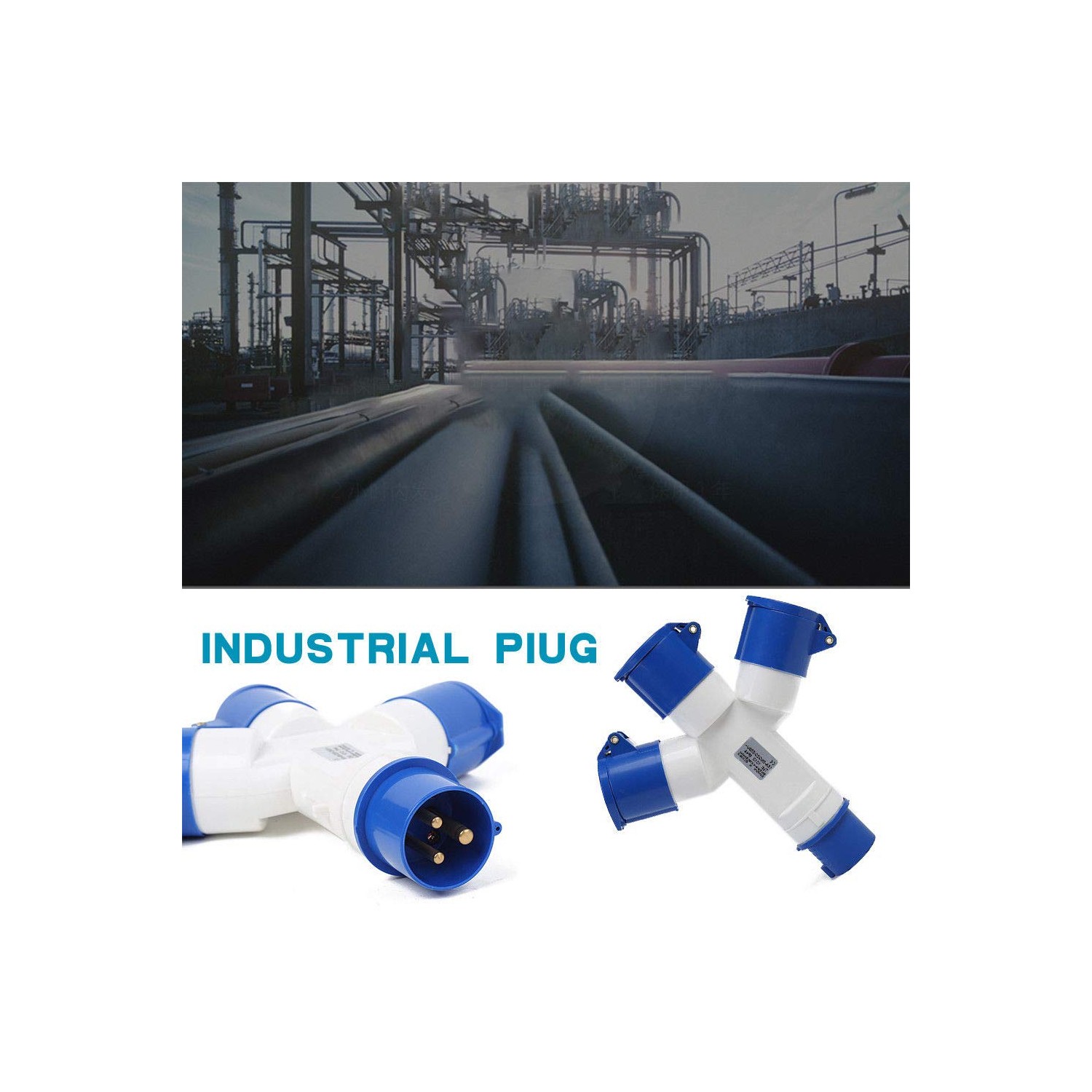 MASO H131643-Way Splitter 16A 220v IP44 3 Way 3 pin Industrial Site ...