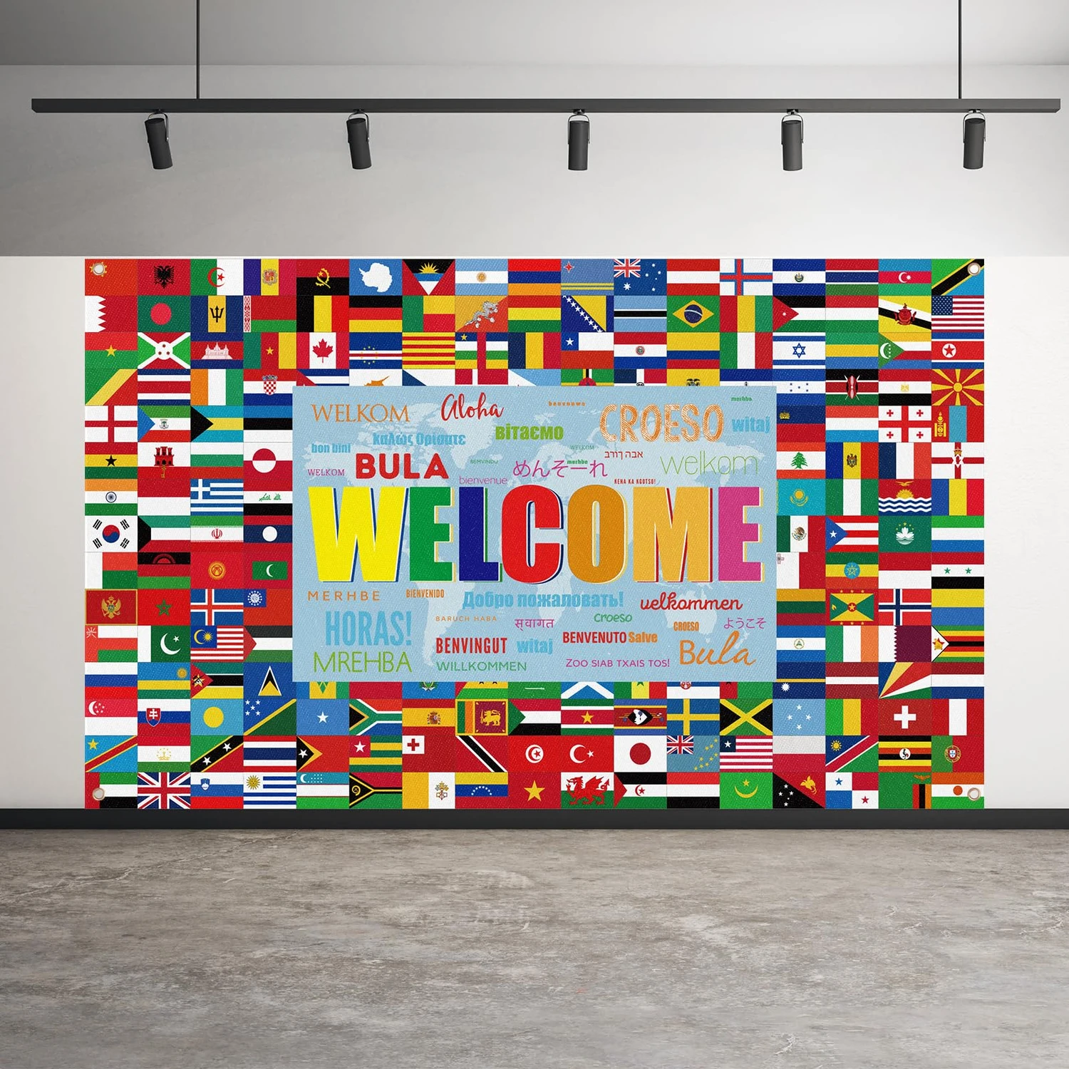 World Flags Backdrop 6x3.6ft International Welcome Backdrop Country ...