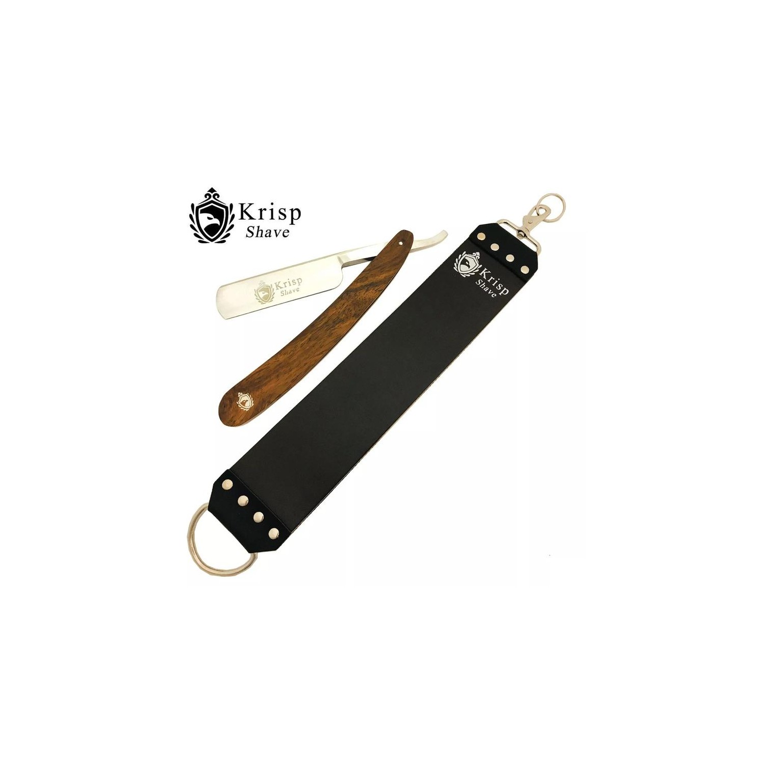 Krisp Beauty Shaving Straight Razor Kit For Men - Wood Handle Stainless ...