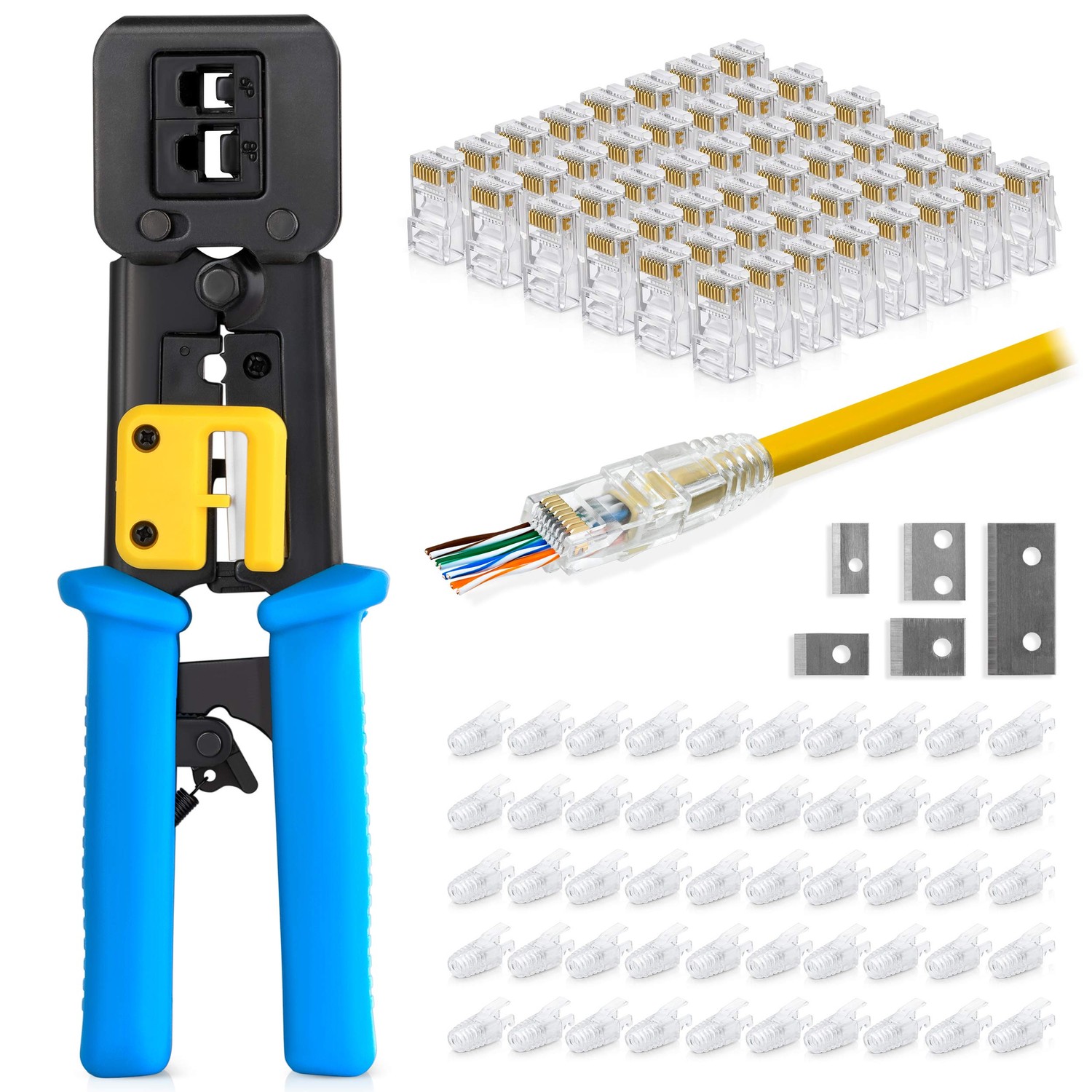 Kit de Ponchadora para Conectores RJ45 Pass Through - Incluye 50 Ez ...