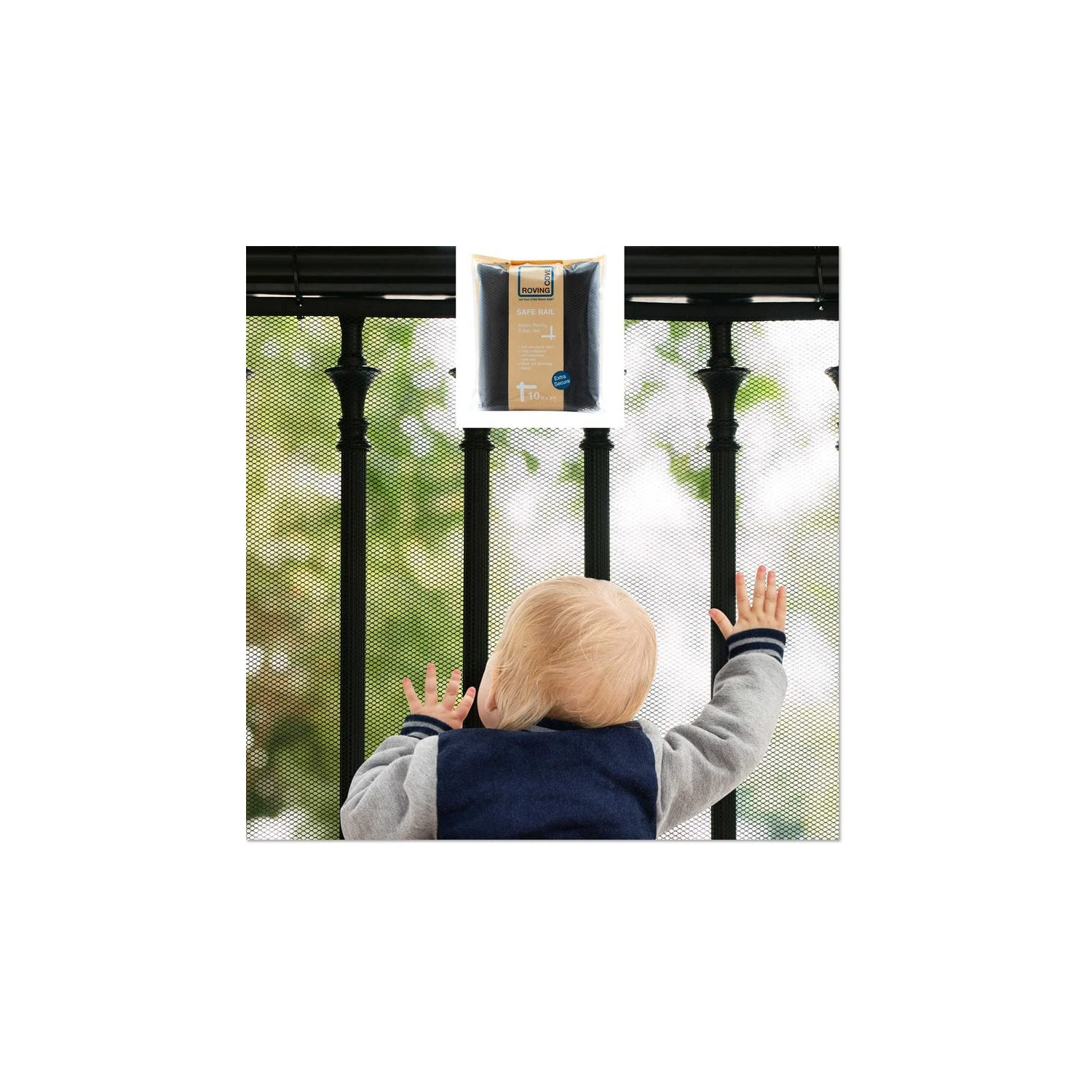 Roving Cove Stair Banister Guard 10ft x 3ft, Railing Safety Net for ...