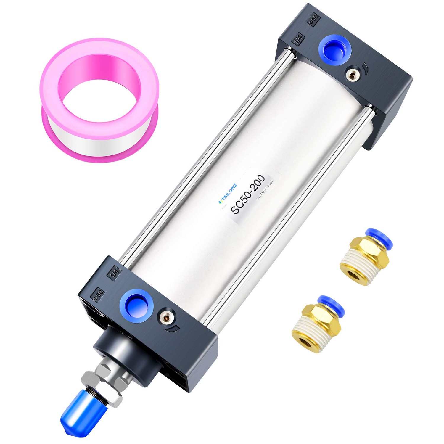 Tailonz Pneumatic Air Cylinder SC 50 X 200 Bore: 2 inch Stroke: 8 inch ...