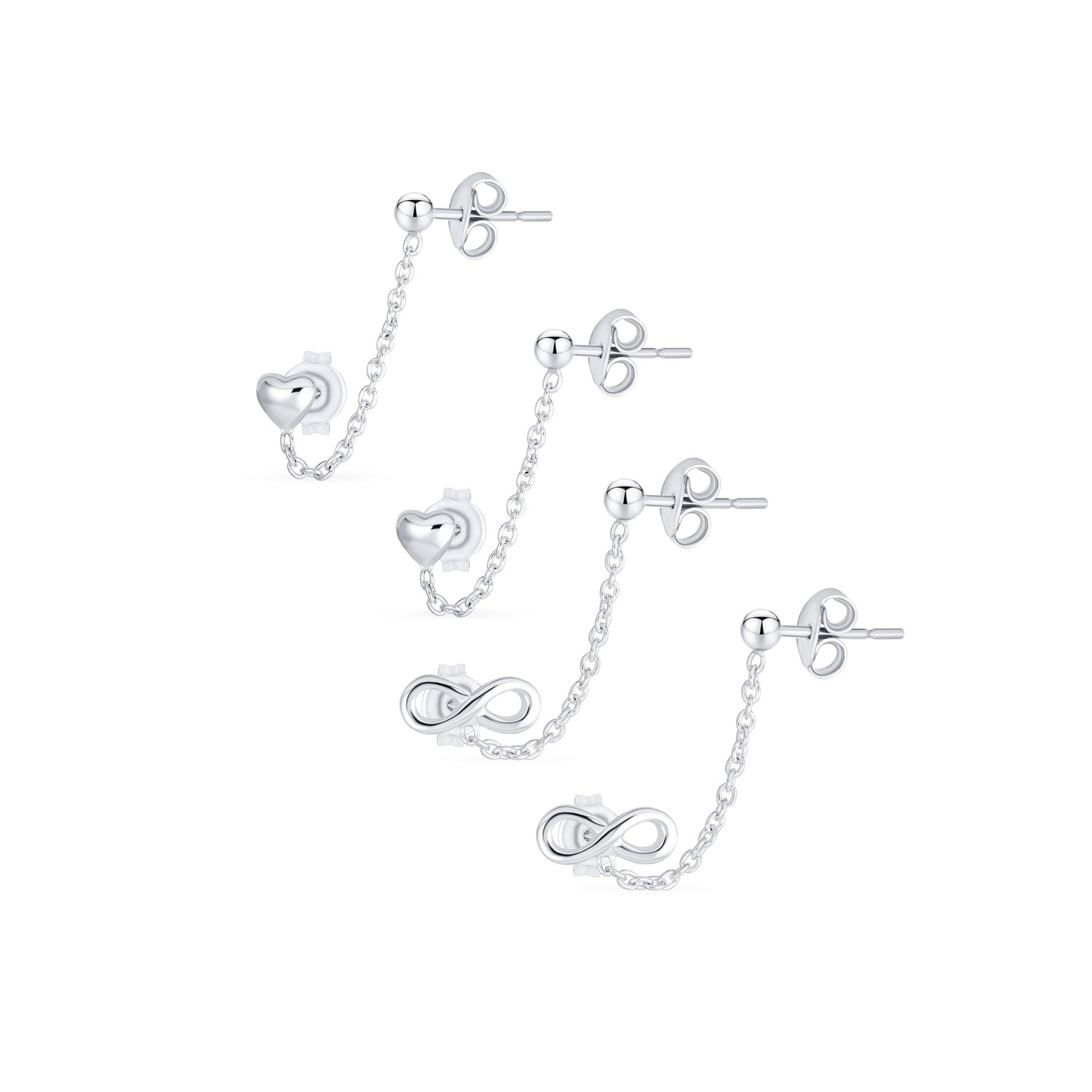 Bling Jewelry Set of Two Love Knot Infinity Symbol Mini Heart Double ...
