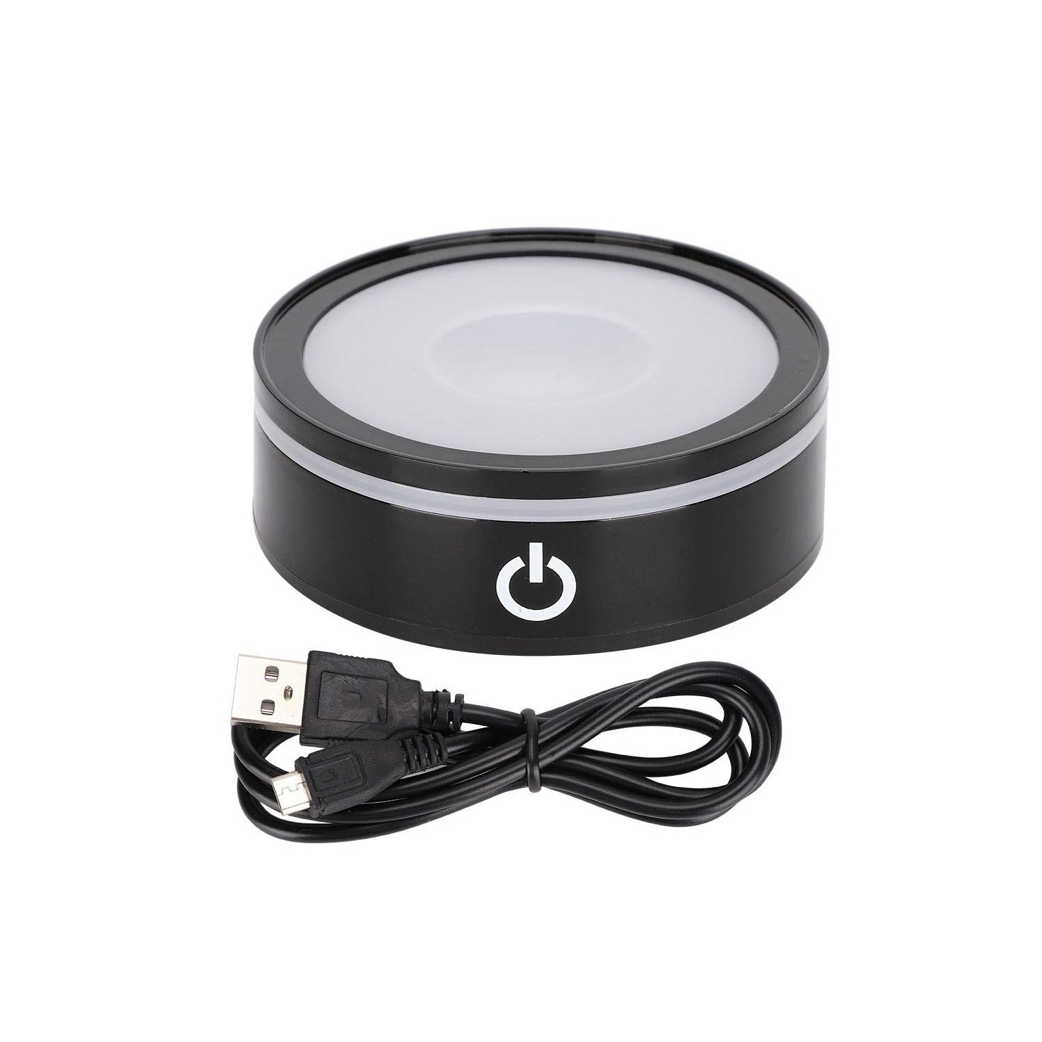 LED Display Base, Multi Mode Touch LED Crystal Light Base Black Sphere ...