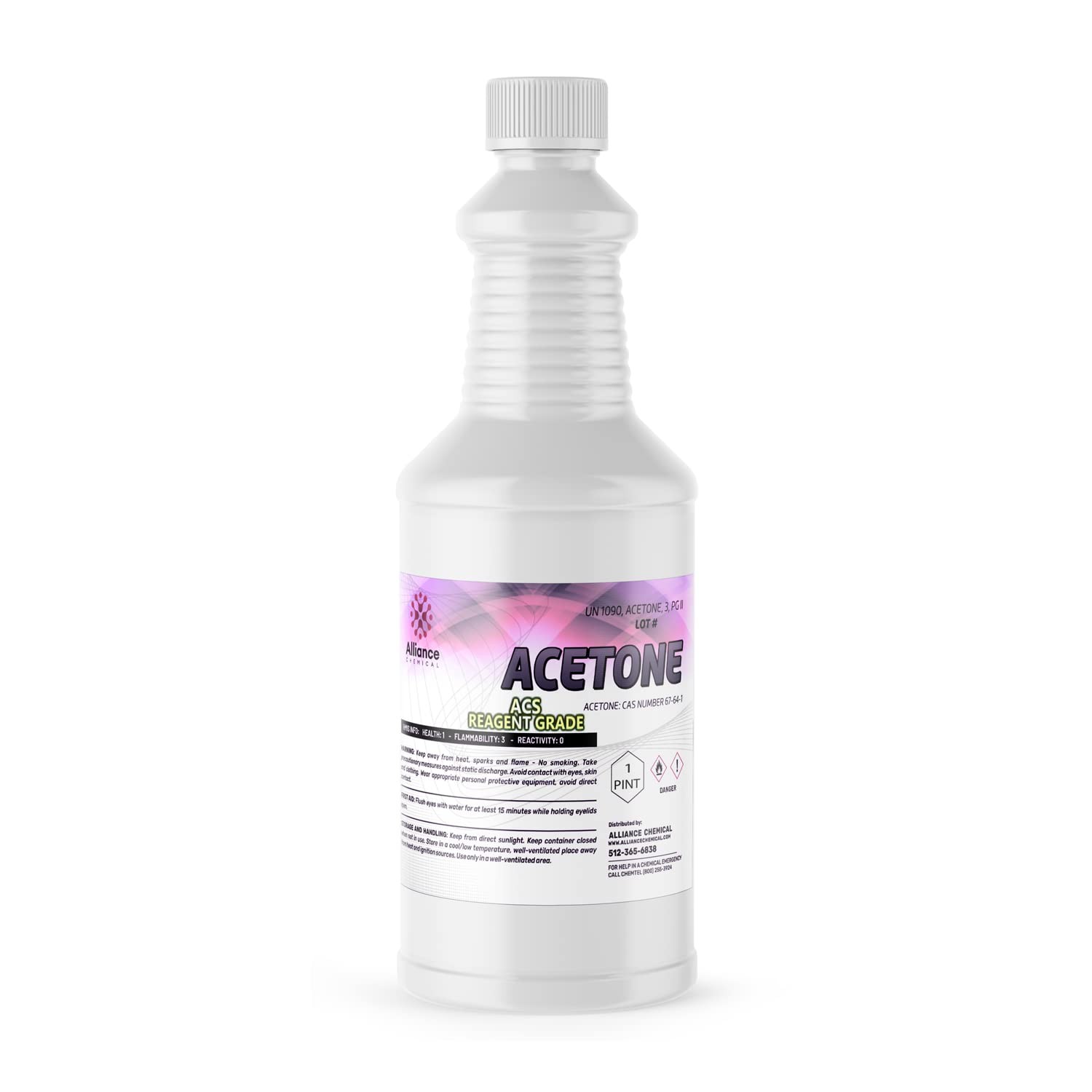 100% Pure Acetone ACS Grade - 1 Pint Bottle (16 Fl oz.) - High Purity ...