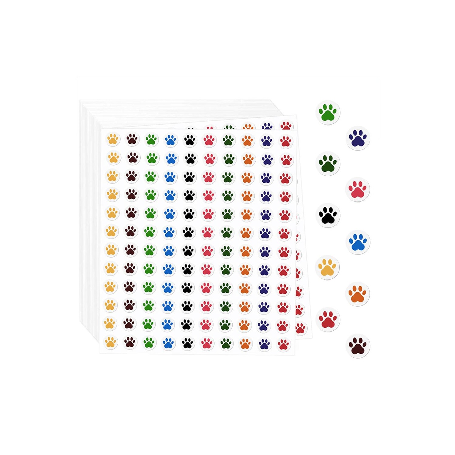 6000 PCS Paw Print Stickers, 50 Sheets Small Dog Paw Stickers 10 Colors ...