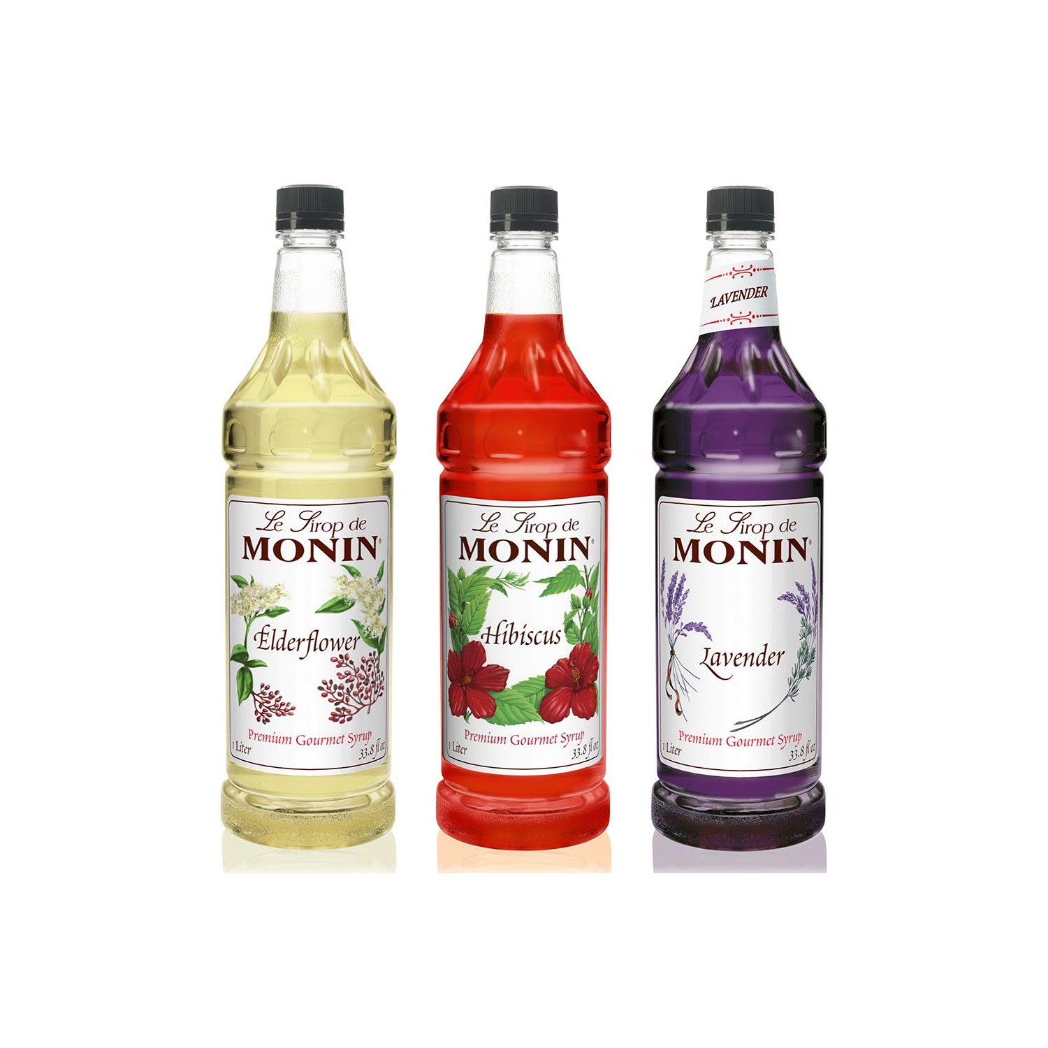 Monin - Floral Variety Pack, Lavender, Elderflower, & Hibiscus Syrup ...