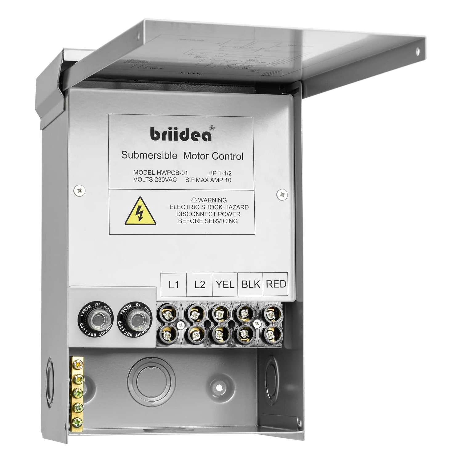 Well Pump Control Box, Briidea Control Box for 1.5 HP 230 Volt Deep ...