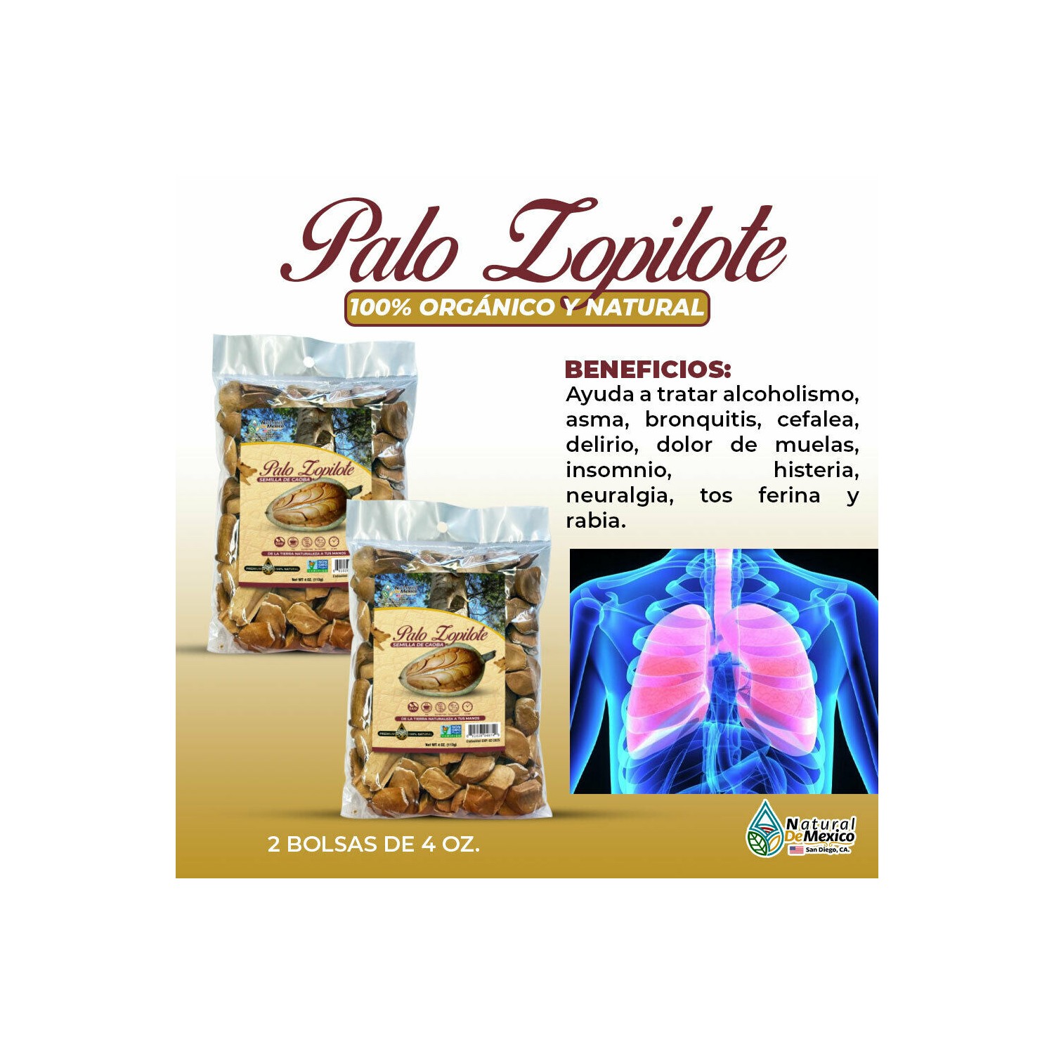 Natural de Mexico USA Palo Zopilote Semilla de Caoba 8 oz-227g (2/4 oz ...