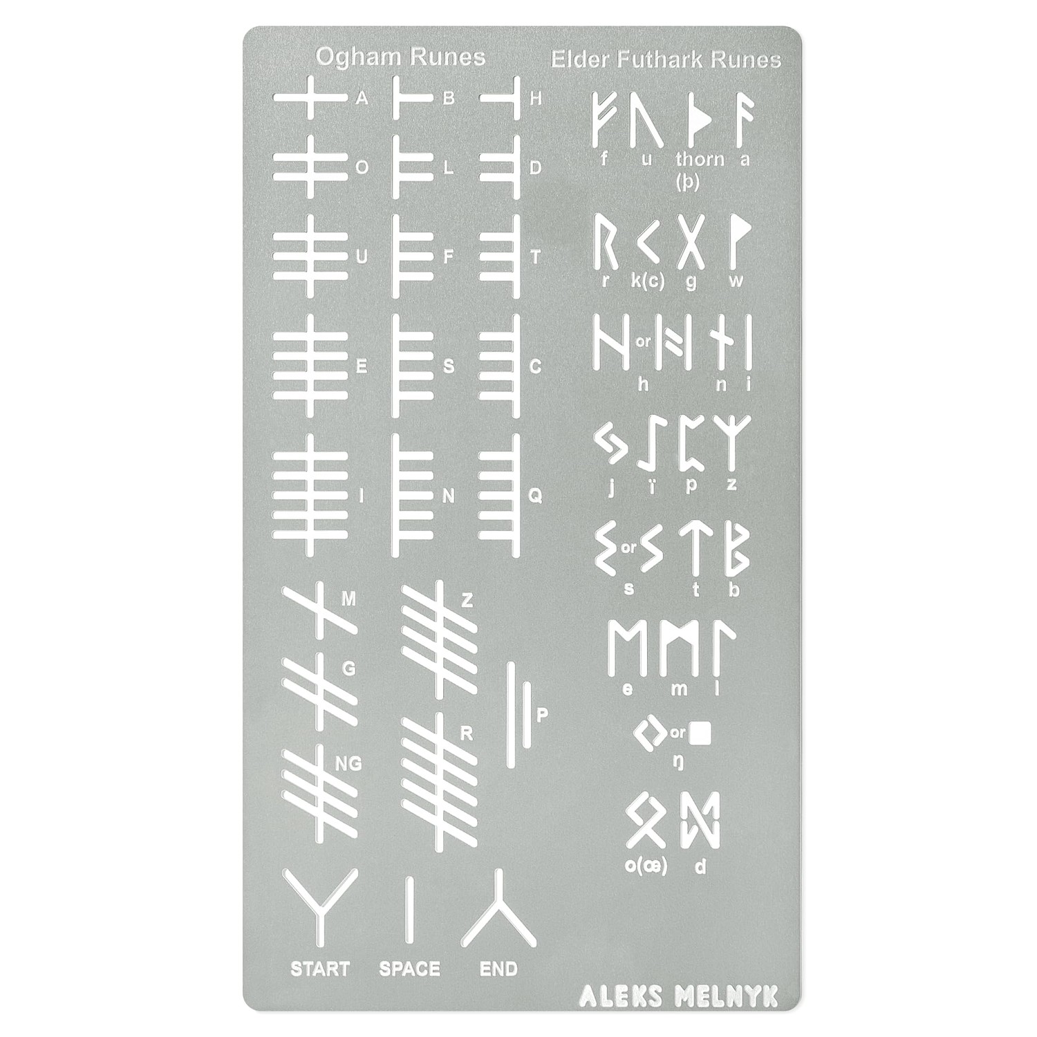 Aleks Melnyk No.421 Metal Stencil, Elder Futhark and Ogham Runes ...