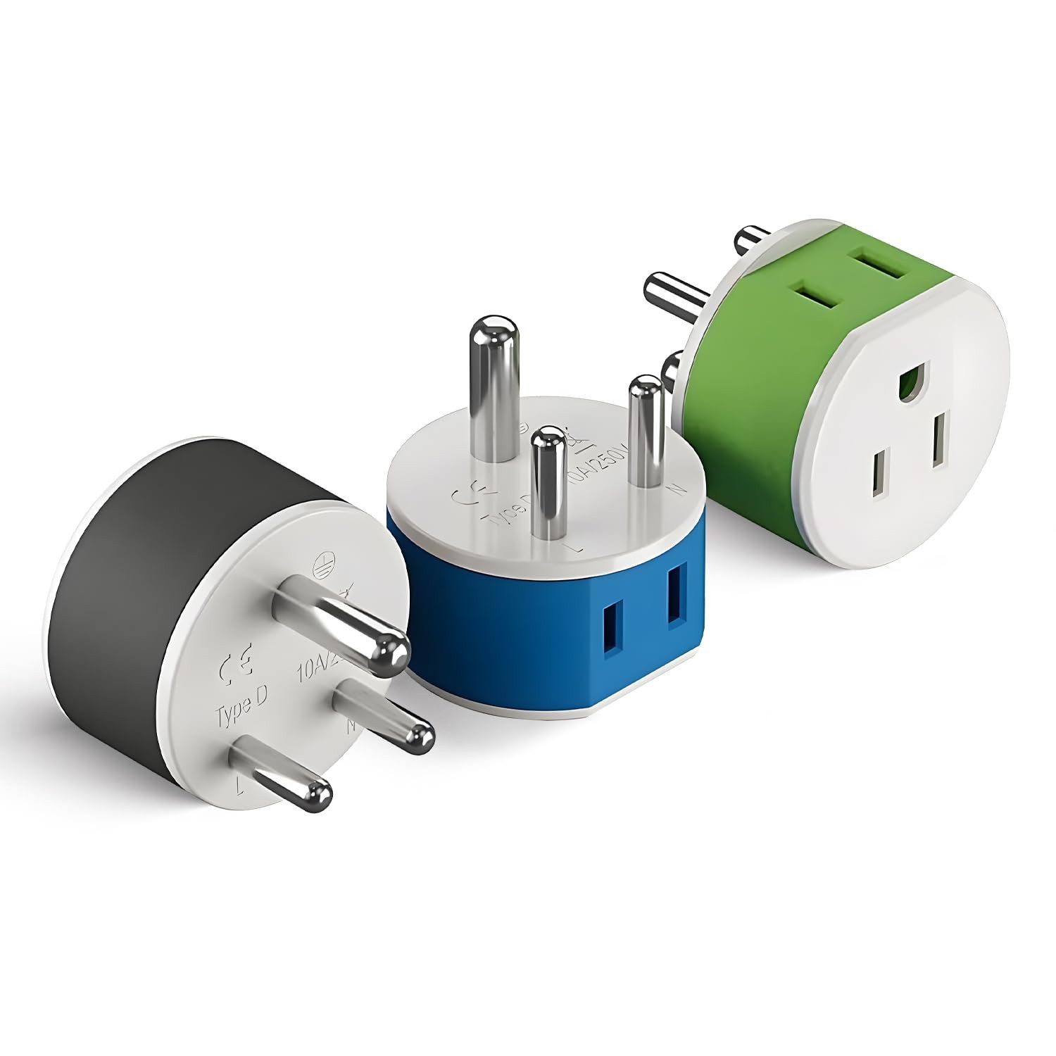 OREI India, Nepal, Maldives Power Plug Adapter with 2 USA Inputs ...
