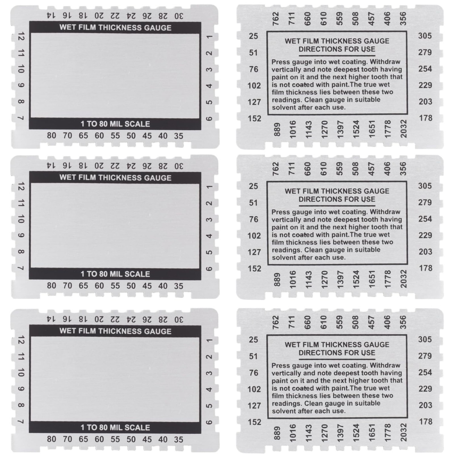 Laexepelle Wet Film Thickness Gauge Comb Stainless Steel Mil Gauge, 1 ...