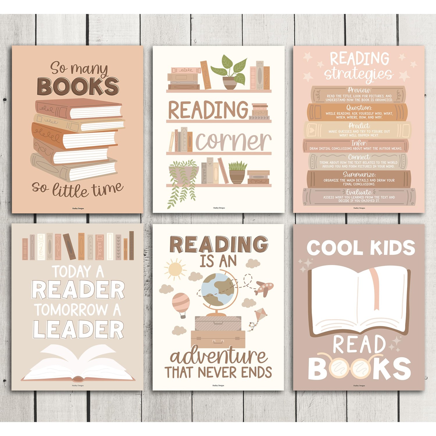 6 Boho Reading Posters For Classroom Reading Corner - Reading Corner ...