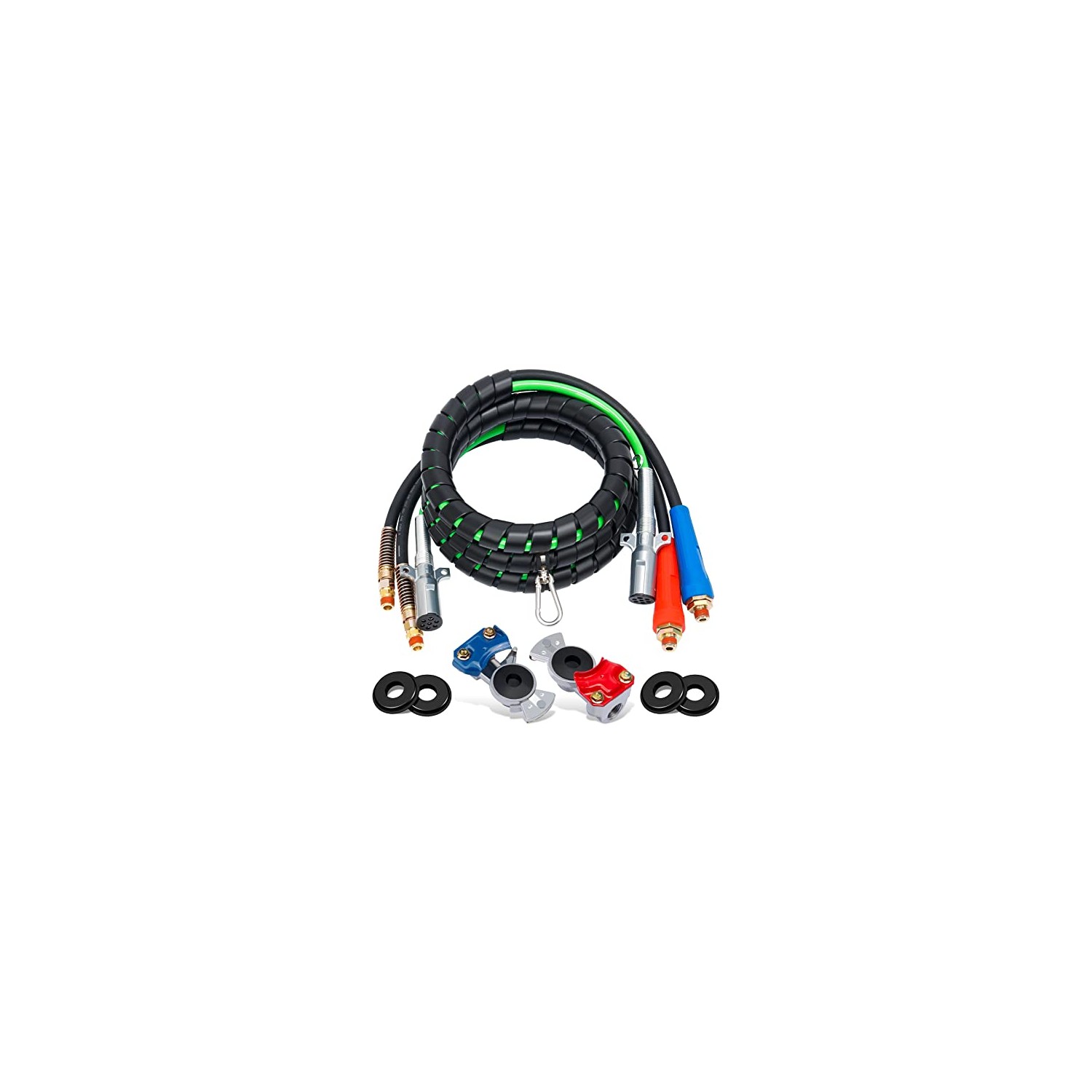 YiaChuii 12 FT Semi Truck Air Hose Kit, 3 in 1 ABS Semi Trailer Air ...