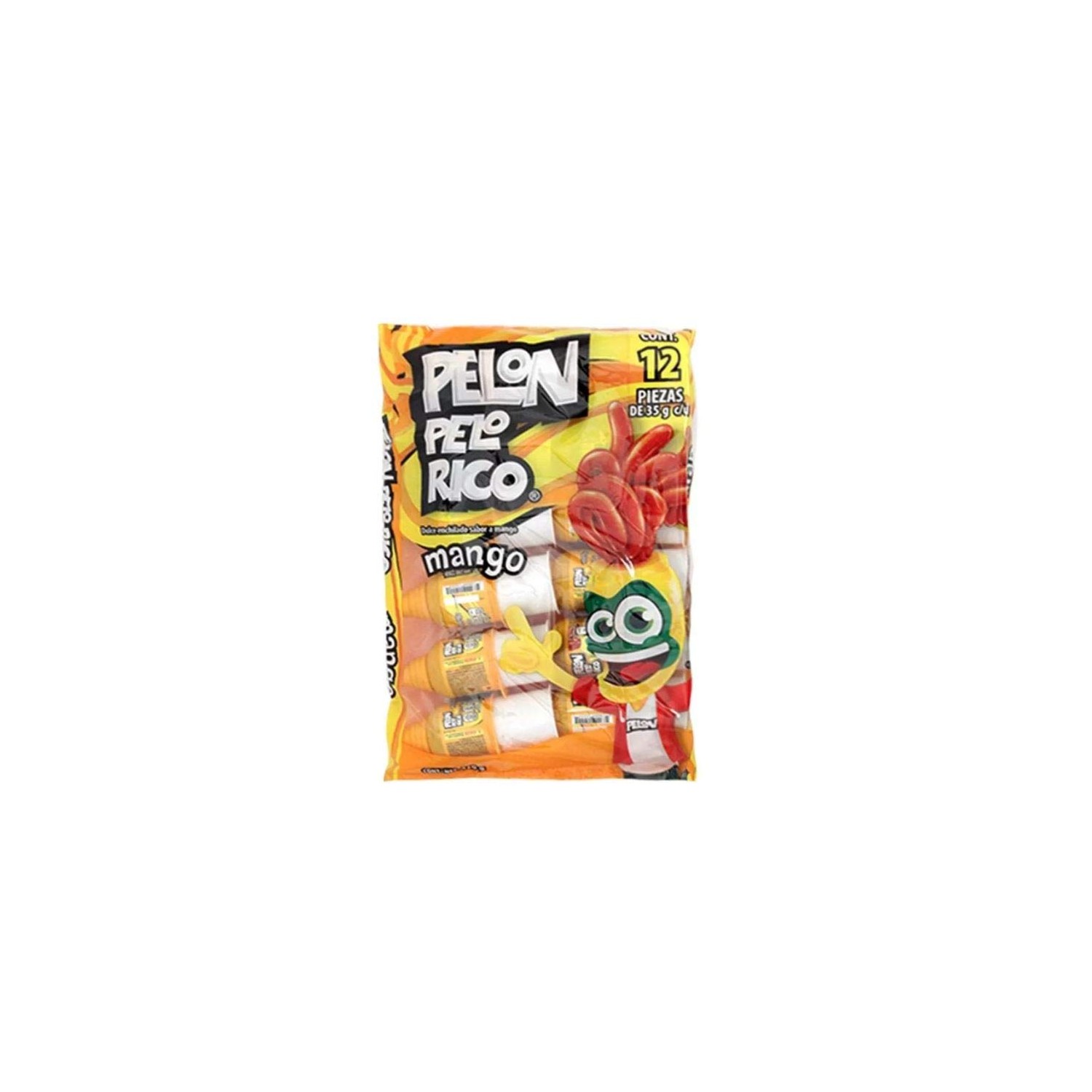 Pelon Pelo Rico Dulce Enchilado Sabor Mango 12 pzas 360g - ibspot.com