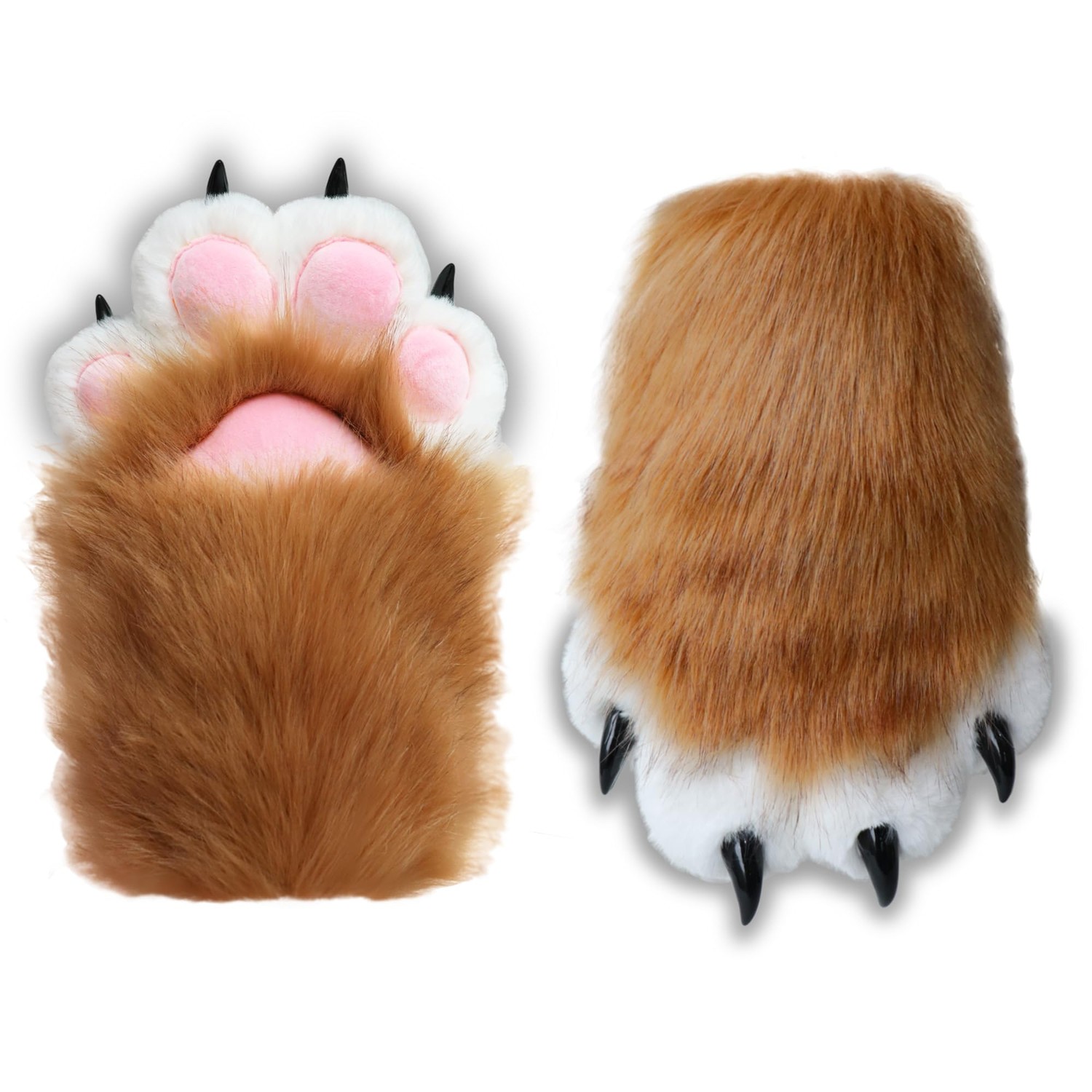 Brown Therian Paws Comfy Furry Paws Faux Fur Fursuit Paws, Fluffy ...