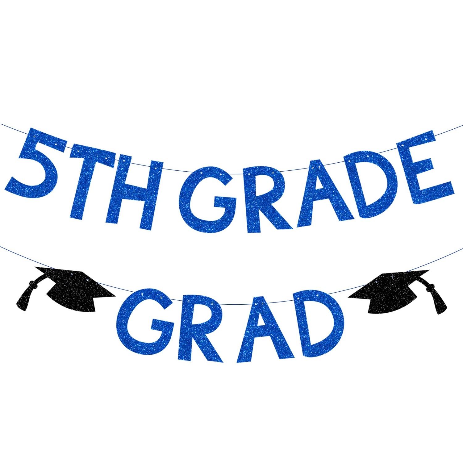 5th Grade Grad Banner, Blue Glitter 5th Grade Graduation 2024 ...