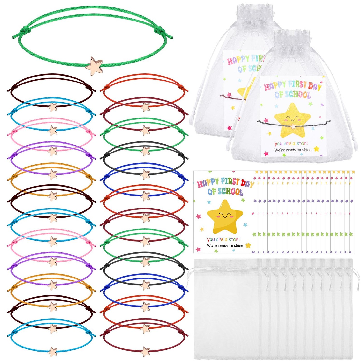 LIUBUJINGYING 24 Set Welcome Back to School Bracelet Adjustable First ...