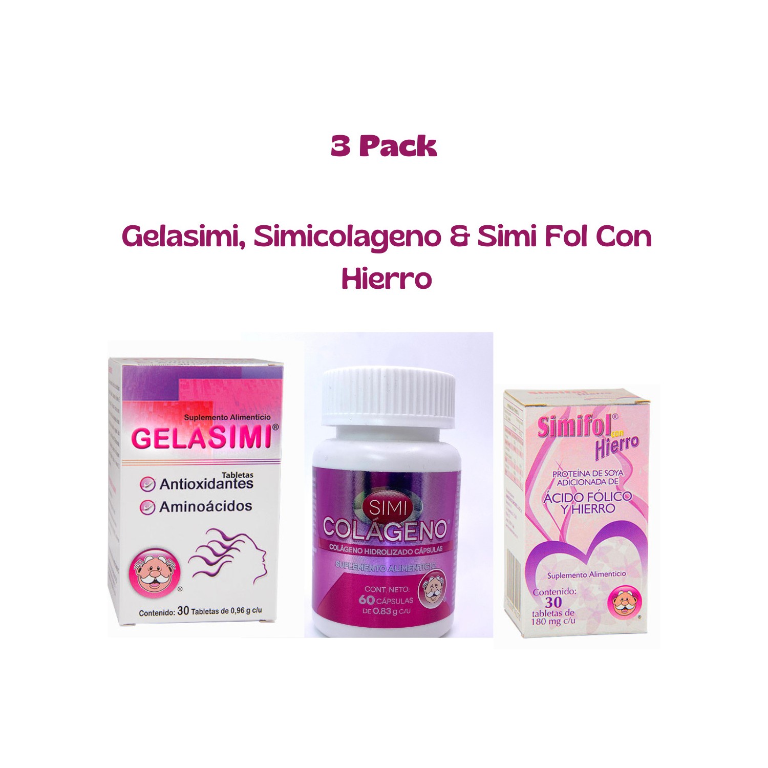 3 Pack Gelasimi Antioxidante y Aminoácidos + Simi Colageno Oral ...