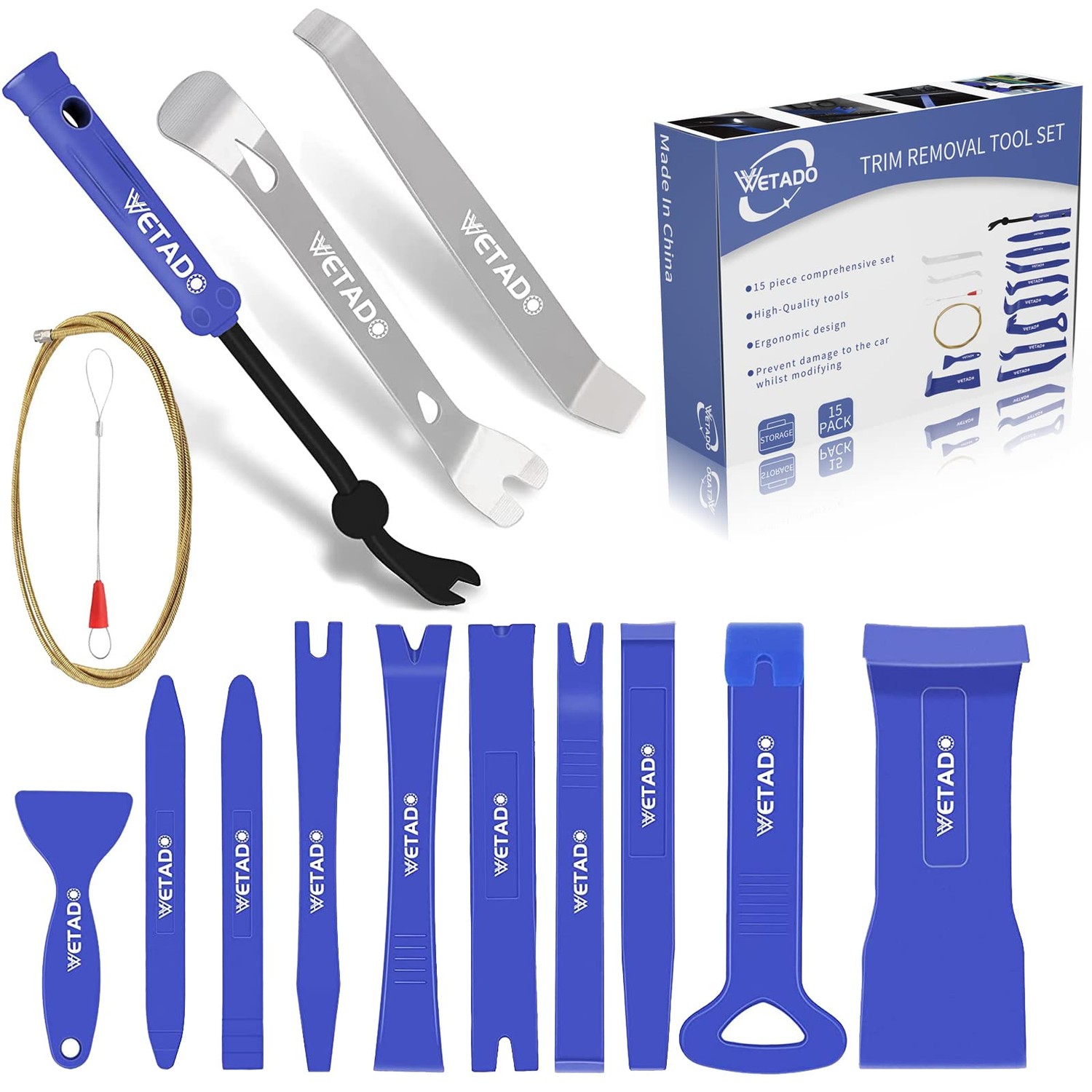 Auto Trim Removal Tools Kit, Wetado 15Pcs Car Panel Removal Tool ...