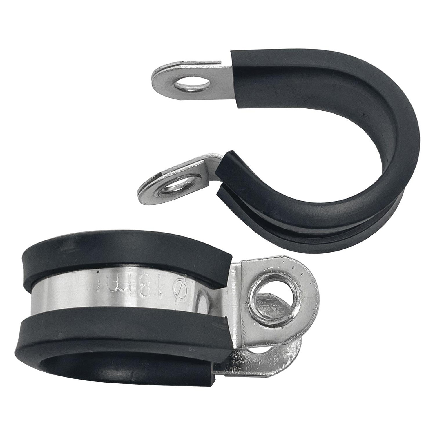 Lumonic 10 x 18 mm pipe clamps with rubber insert, stainless steel V2A ...