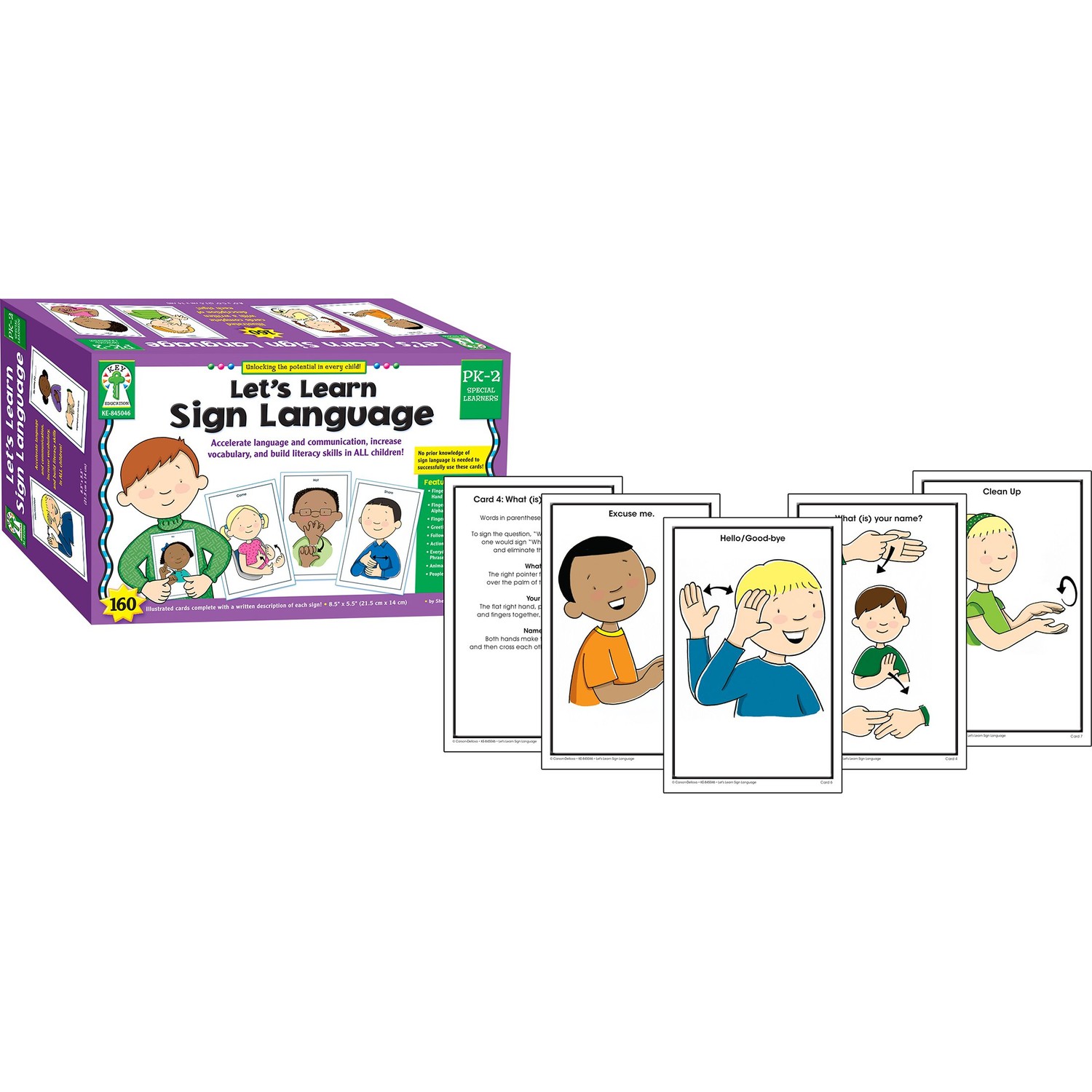 Key Education Let's Learn Sign Language Learning Cards—Illustrated ...