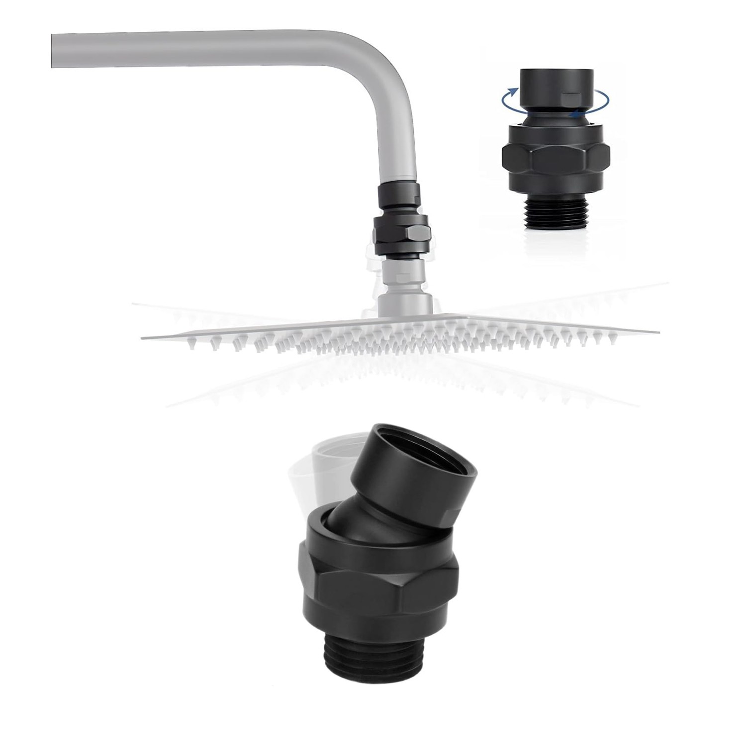 ieron Showerhead Extension 360° Swivel Ball Turn Adapter Head Connector ...