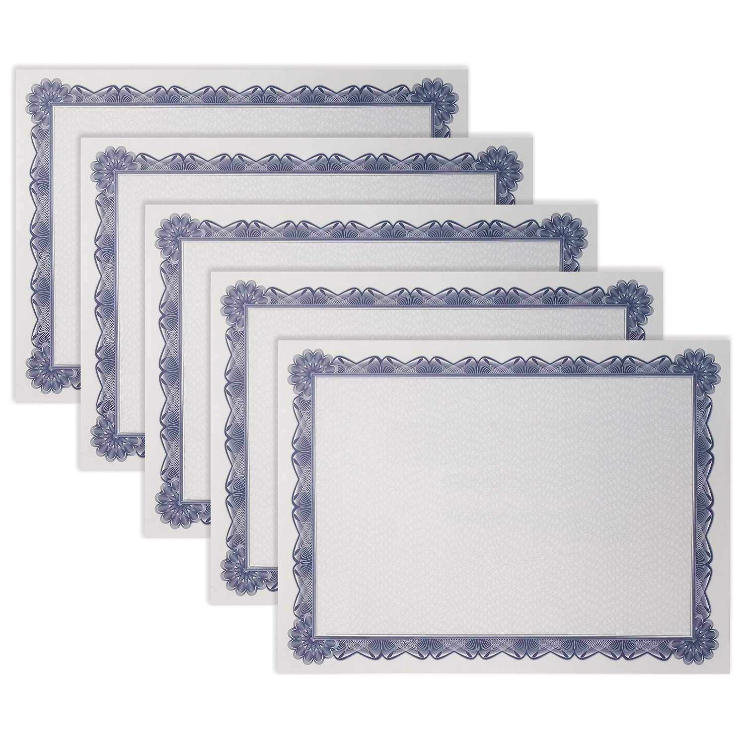 100 Sheet Diploma Certificate Paper, Blue Border, Letter Size Blank ...