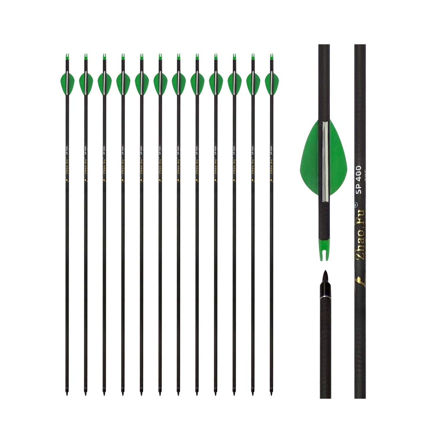 Zhao.Fu 29 Inch Carbon Arrow Practice Hunting Arrows Spine 400 with ...