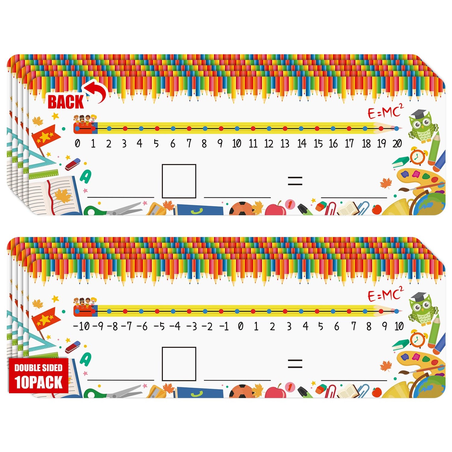 10pcs Number Line Dry Erase Boards, 12x4 Inch Double-Sided 0-20 & -10 ...