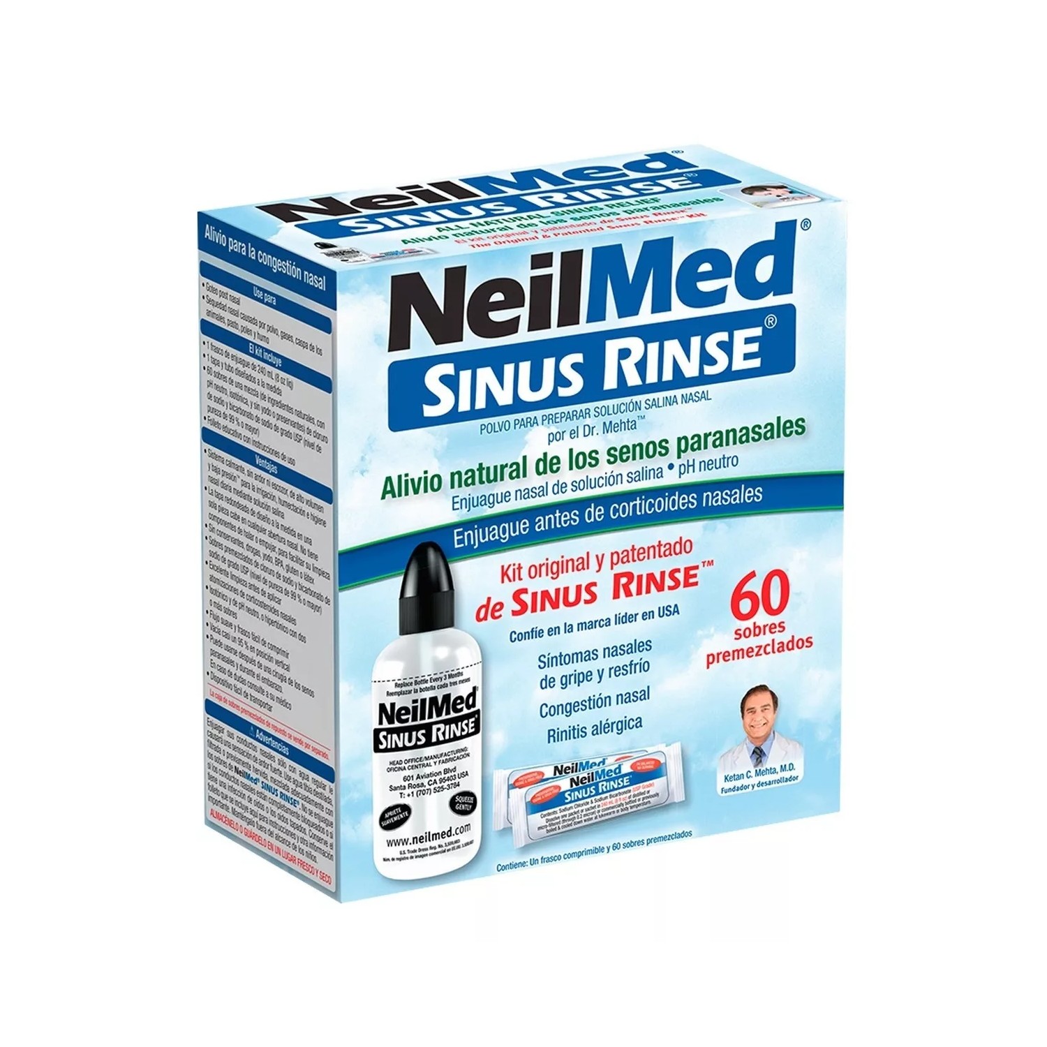NeilMed Neil Med Sinus Rinse Enjuage Nasal De Sol Salina 60 Sobres ...