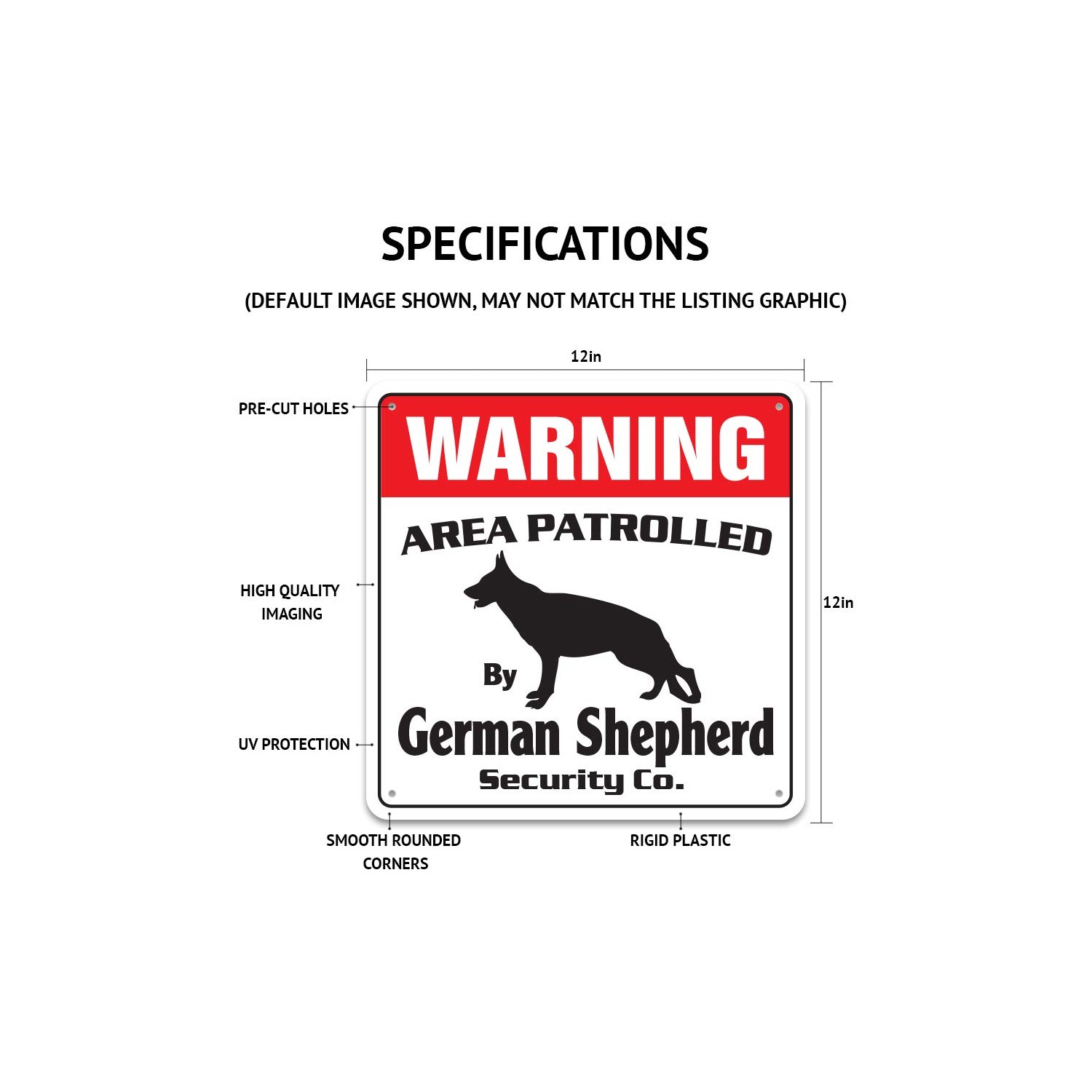 German Shepherd Security Sign Area Patrolled Guard Patrol Warning Pet ...