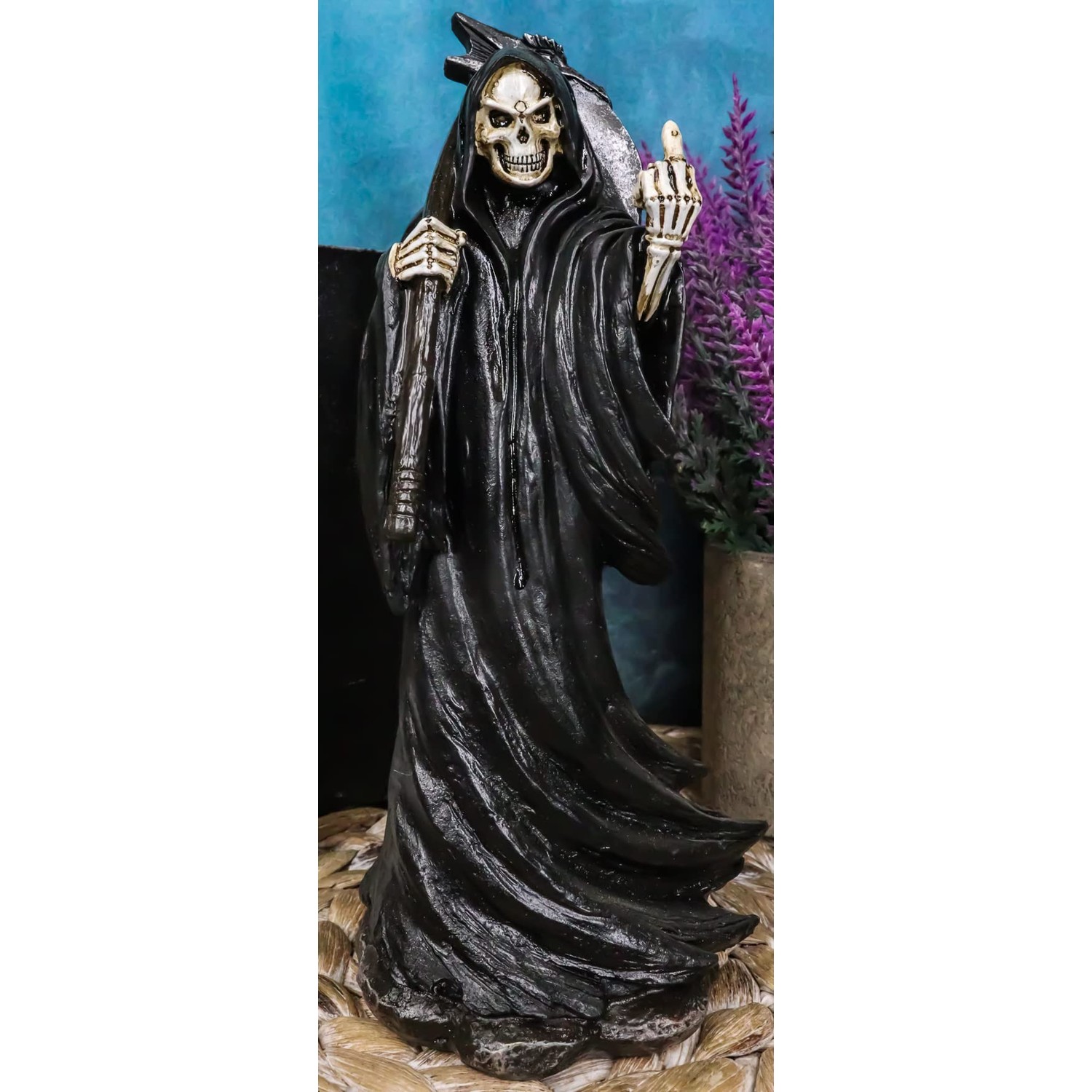 Ebros The Night Watchman Grim Reaper with Scythe Flipping Off Middle ...