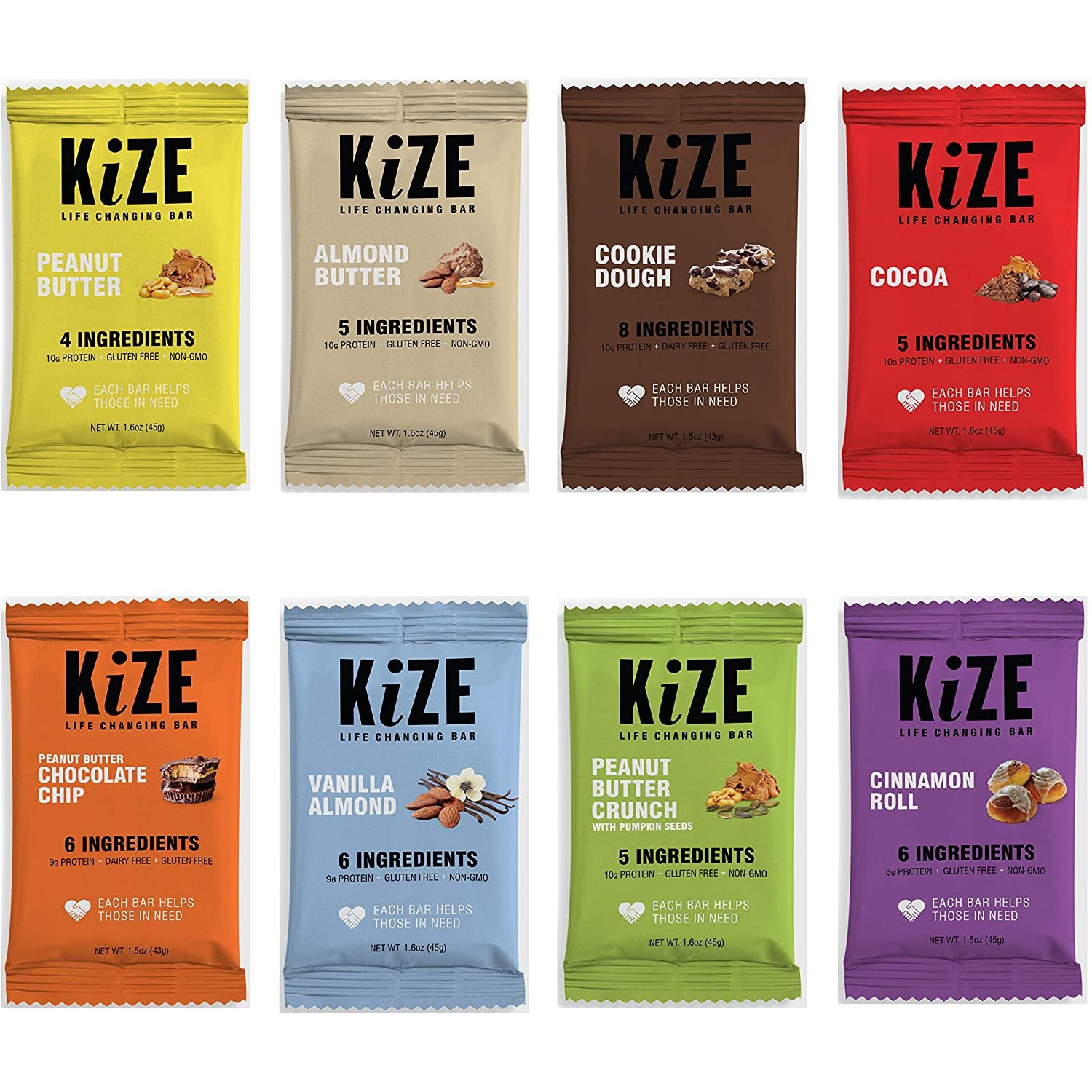 KiZE Bar (10 Pack) - 8 Flavor Variety Pack | Real Ingredients, Real ...