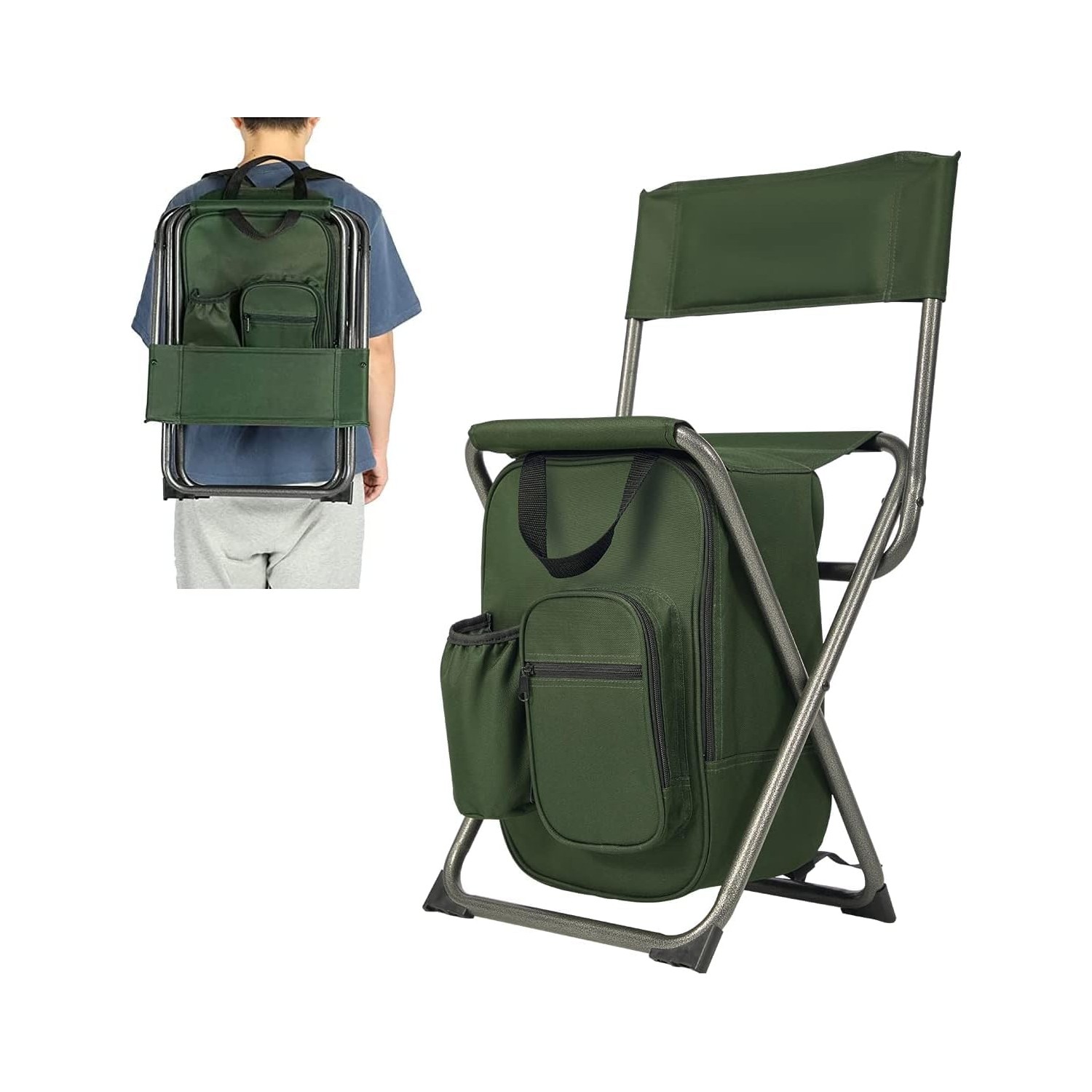 PORTAL Backpack Cooler Chair Fishing Chairs with Backrest Folding ...