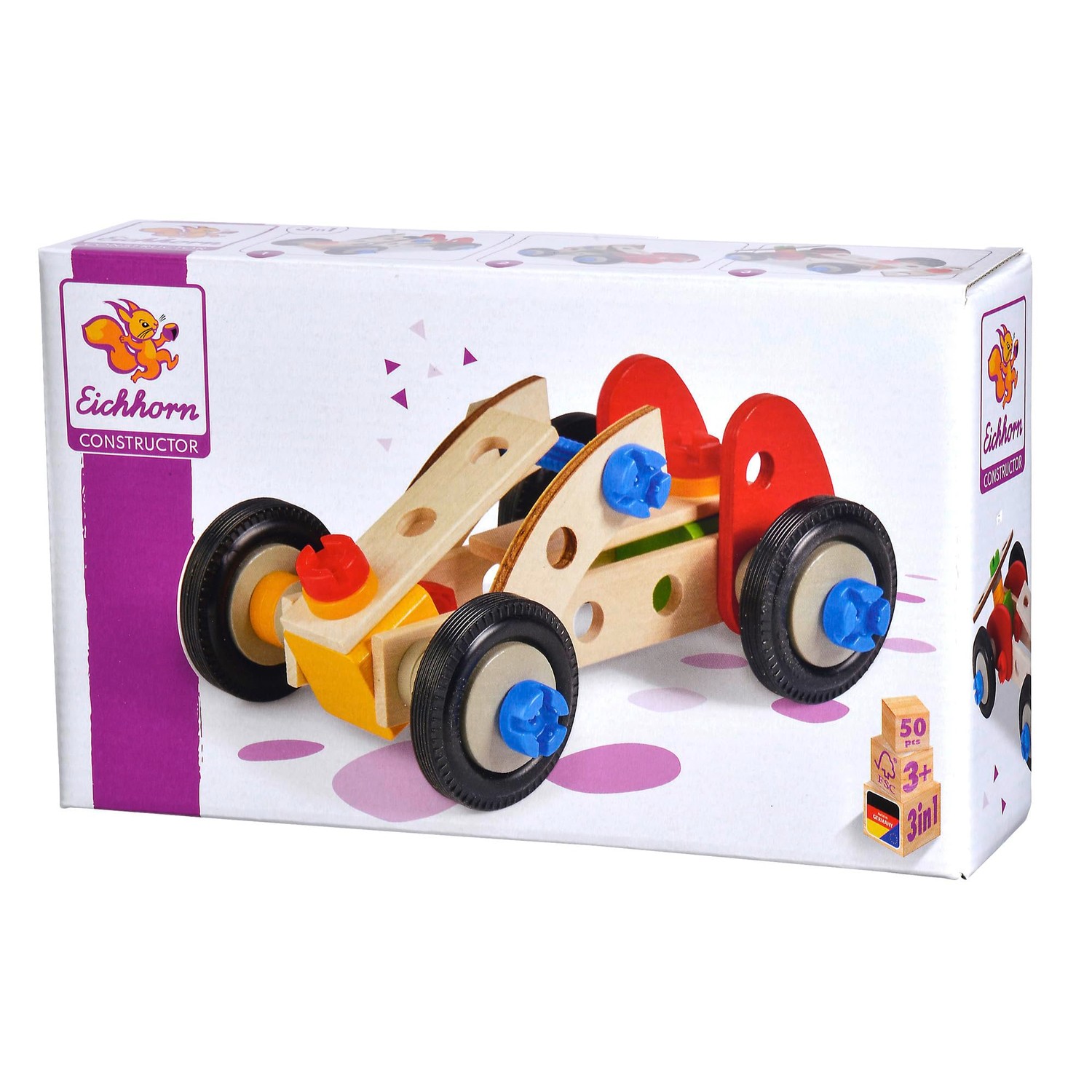 Eichhorn 100039016 Constructor Racing Car, 50 Pieces, Wooden ...