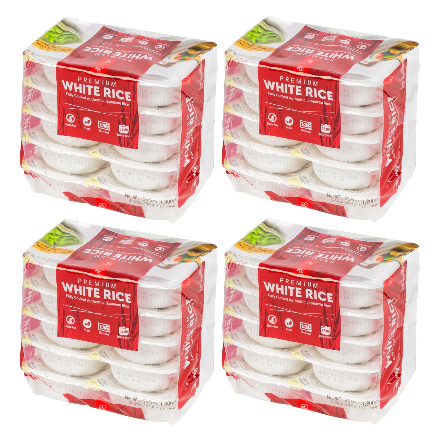 IRIS USA Cooked and Microwavable Japanese Rice (40 Pack), Instant White ...
