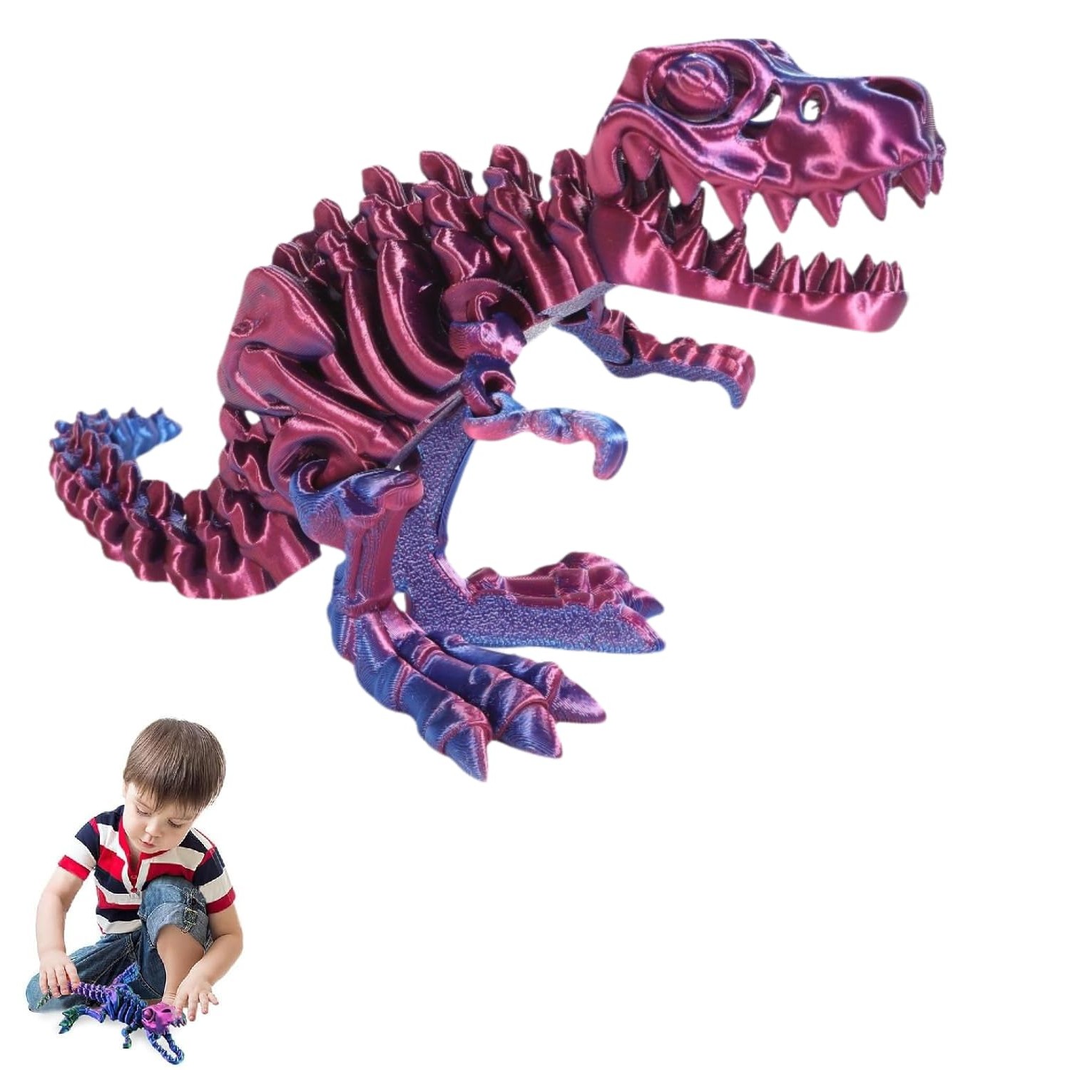3D Printed Dinosaur Bones - Articulated T-Rex Skeleton Fidget Toy for ...