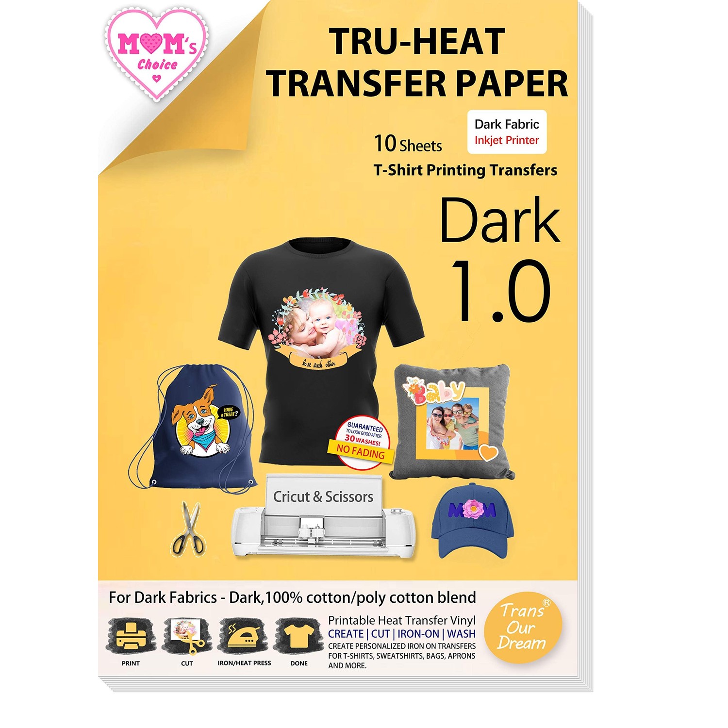 TransOurDream Iron on Heat Transfer Paper for Shirts(10 Sheets, 8.5x11 ...