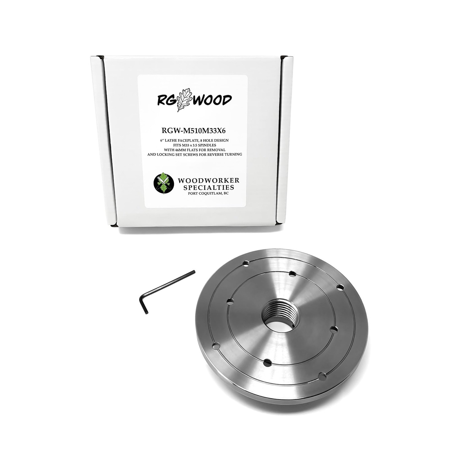 RGWOOD 6" Steel Wood Lathe Face Plate, M33 x 3.5 RH Threaded (Fits ...