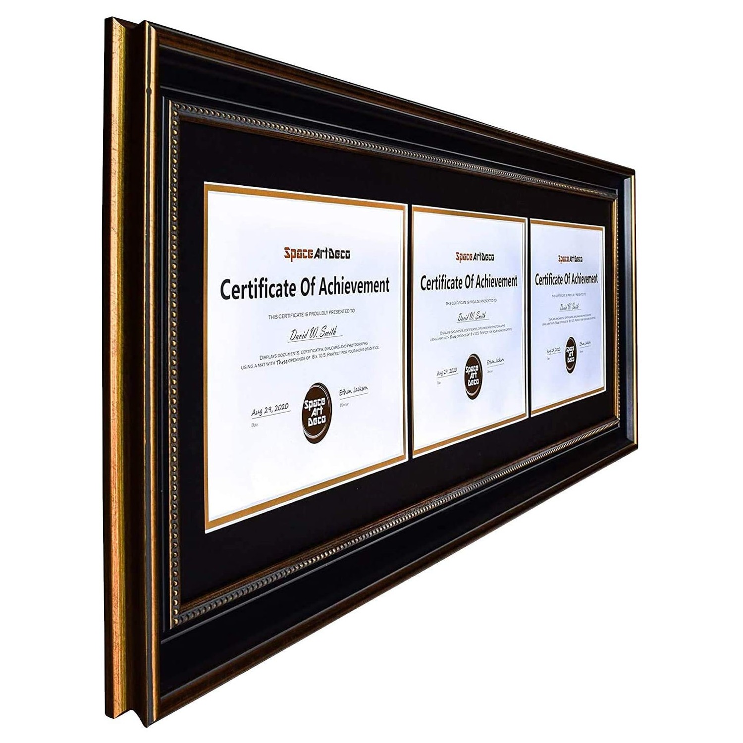 Space Art Deco, Triple Certificate Frame Double Mat for (3) 8.5x11 ...