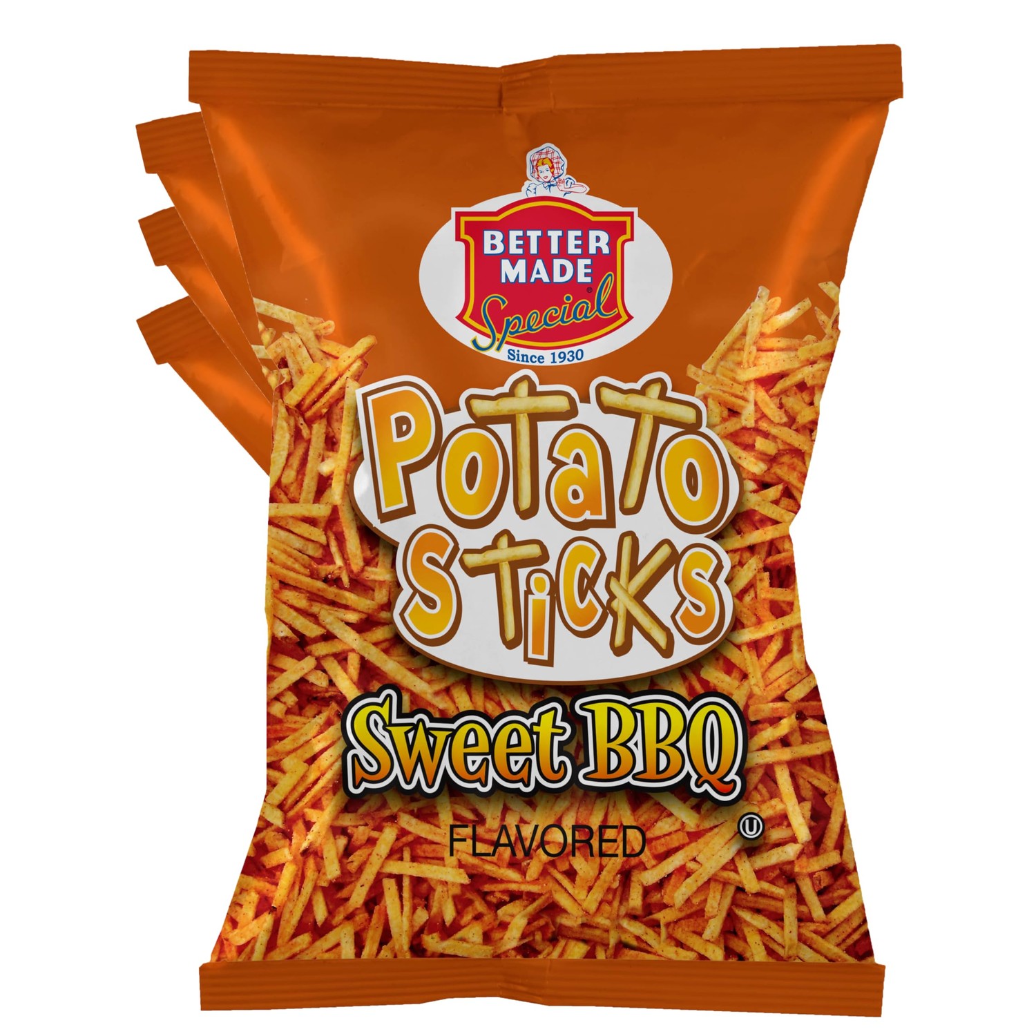 Better Made Potato Sticks Sweet BBQ Flavor 3oz Bag (8 Pack/24oz ...