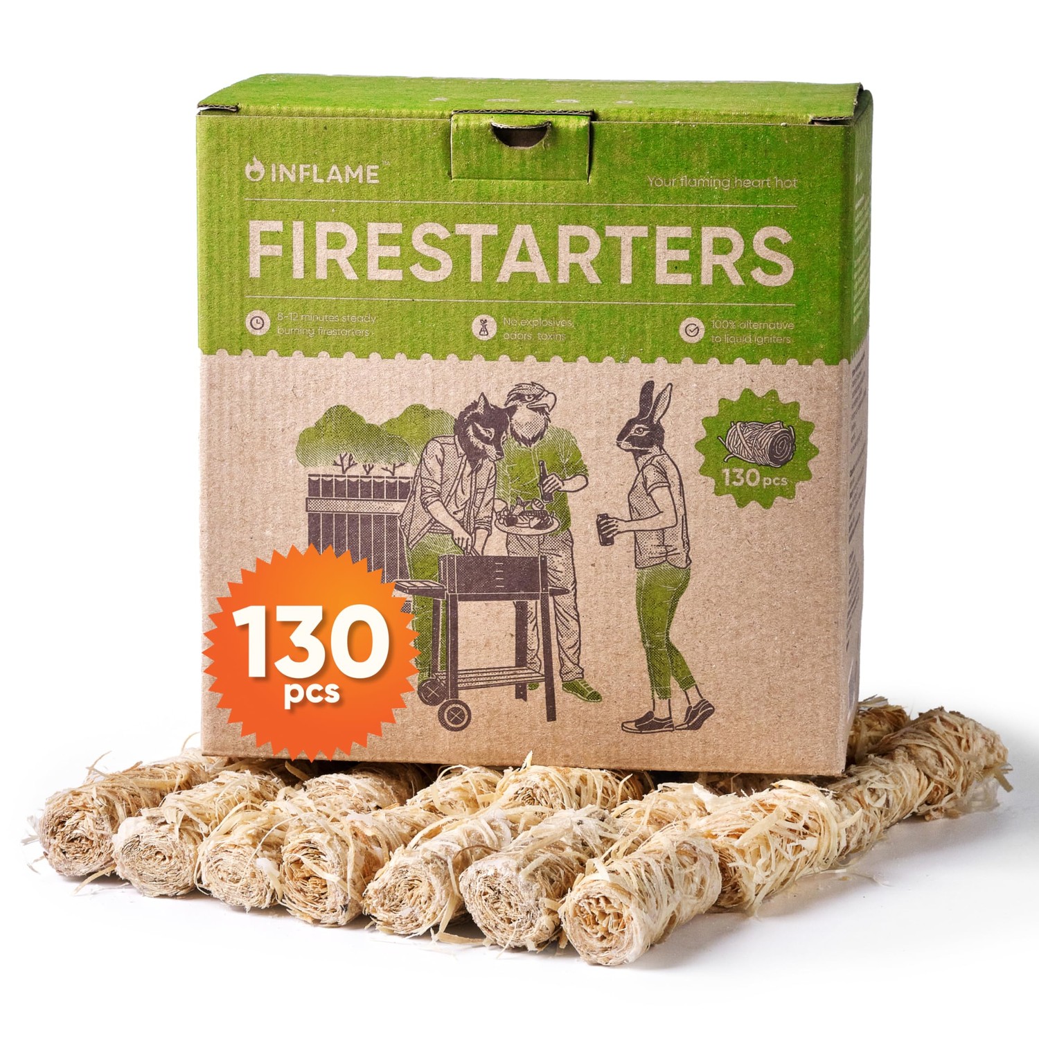 Inflame Inflame Fire Starters 130 pcs Fire Starters for Campfires ...