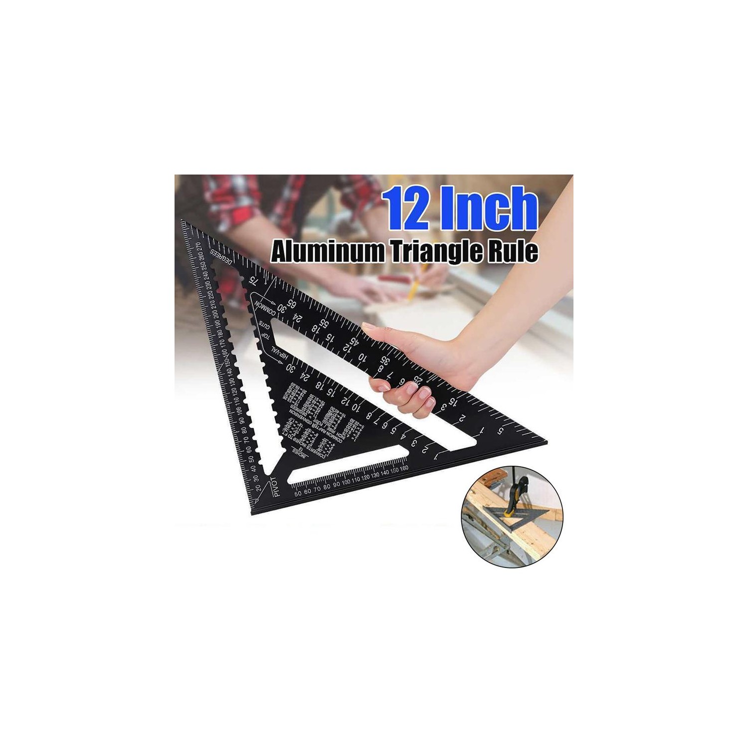 12" 12 inch Metric Triangle Ruler Scale Speed Square Roofing Angle ...