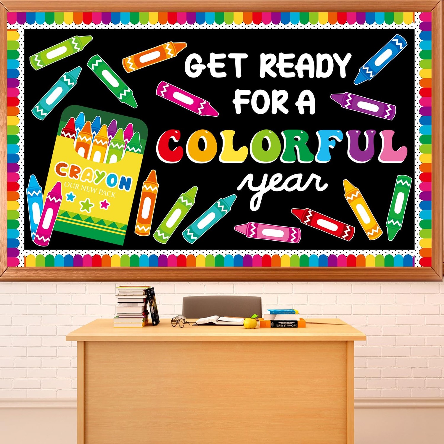 Crayon Bulletin Board Set Back to School Classroom Decorations Colorful ...