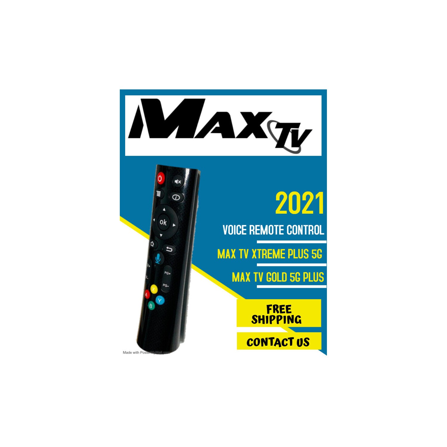 Max TV Voice Remote Control for MAX TV XTREME PLUS 5G AND MAX TV GOLD ...