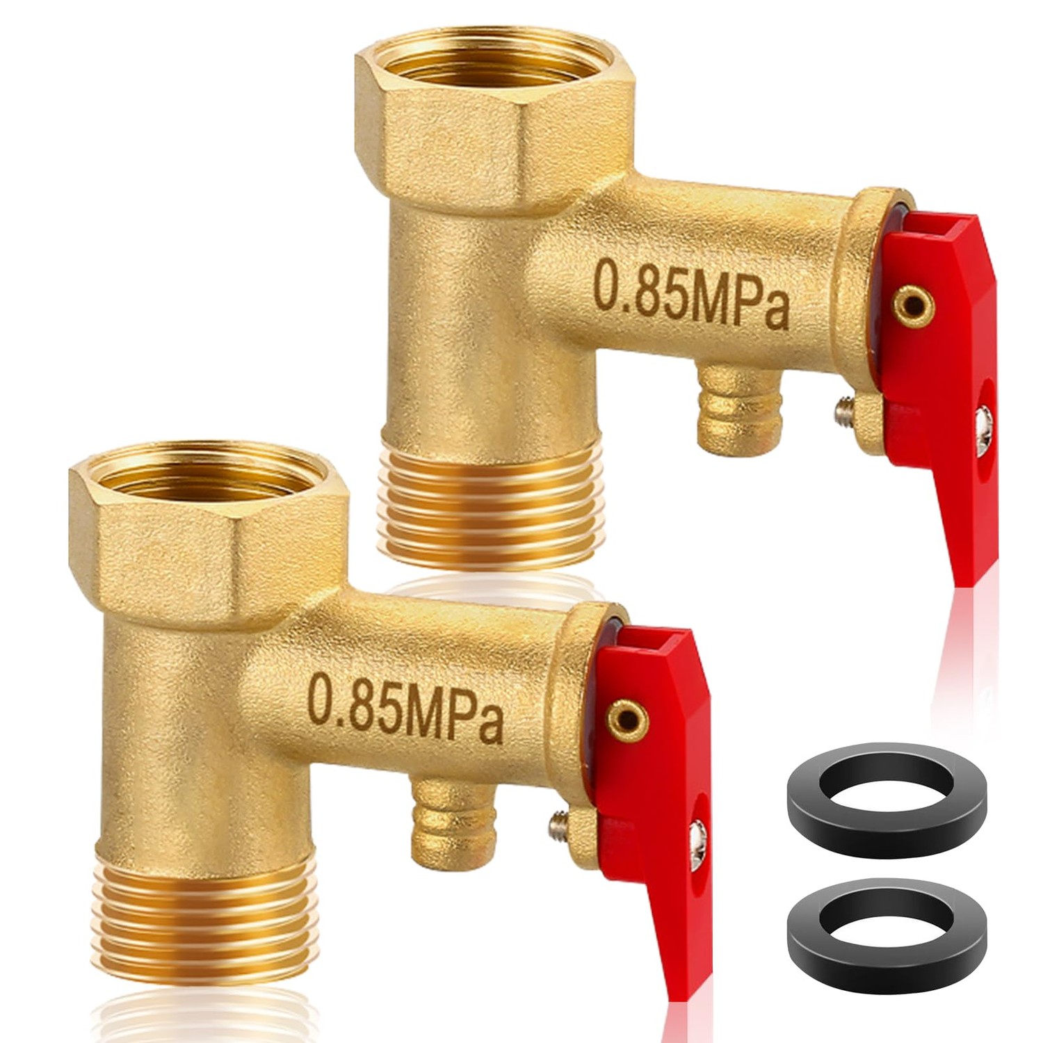 Pack of 2 1/2 inch safety valve, 0.85 MPa brass safety valve, 1/2 inch ...