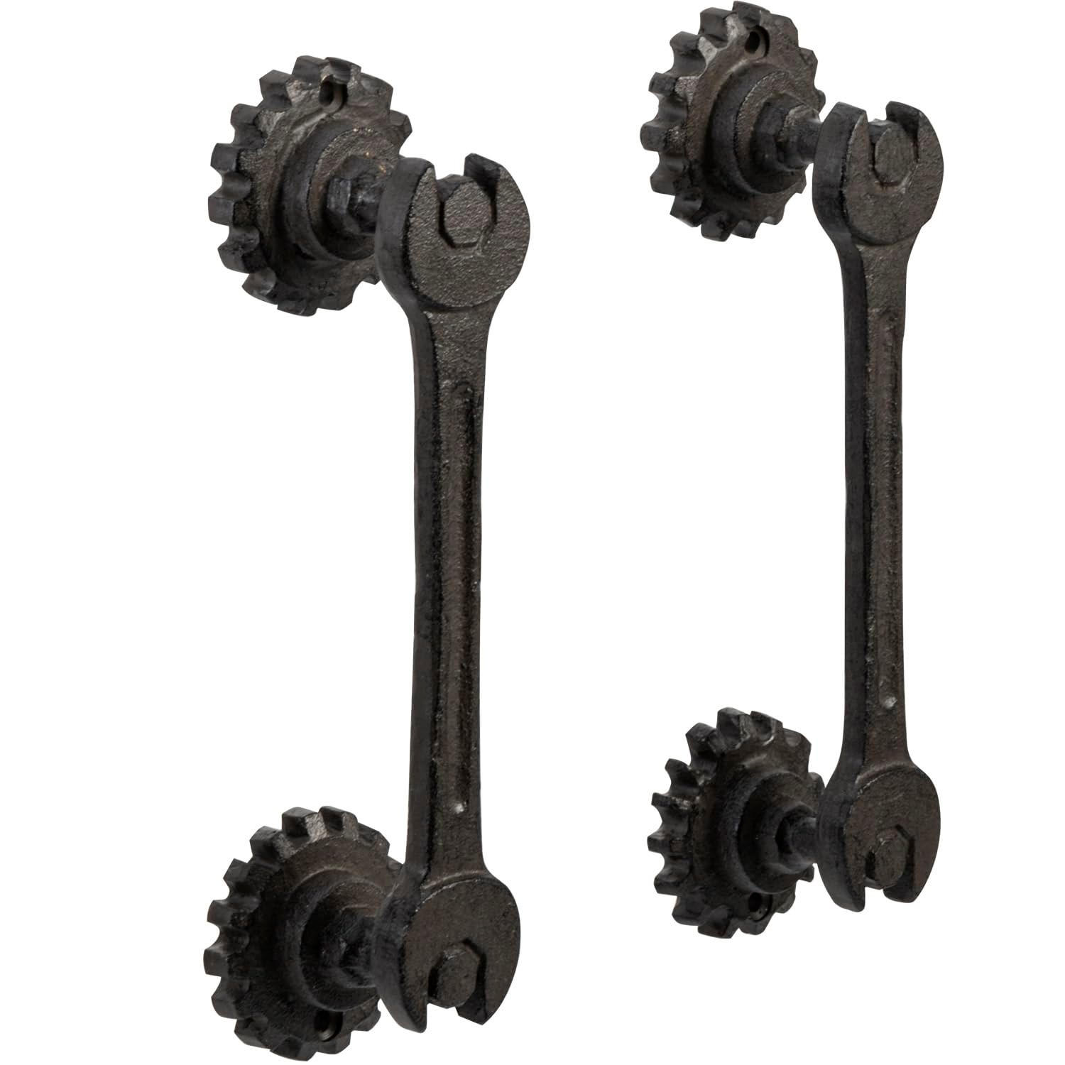 MyGift Rustic Cast Iron Door Pull Handle with Industrial Wrench and ...