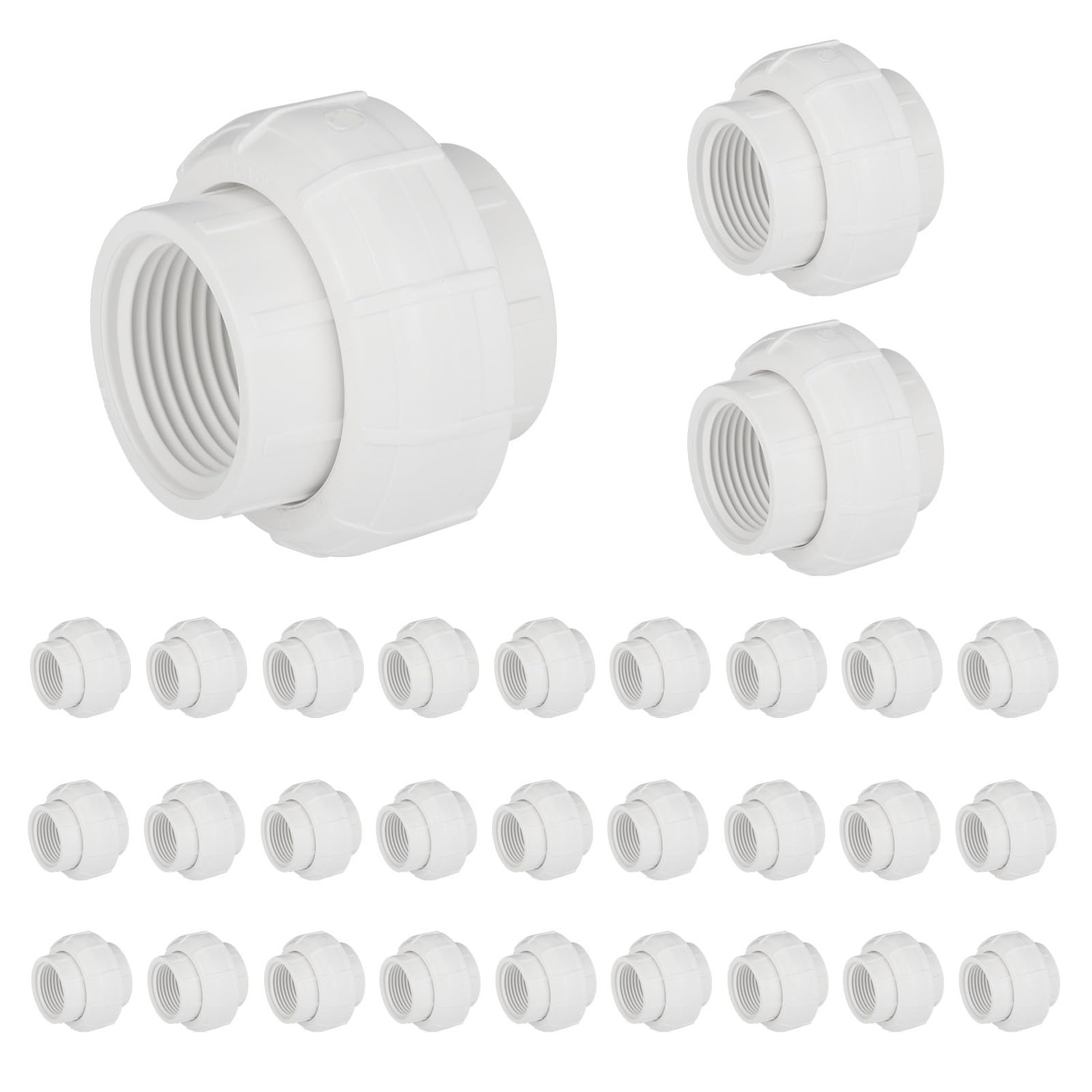 (Pack of 30) EFIELD 1 Inch PVC FNPT Union Coupling, Sch. 40, FIP x FIP ...