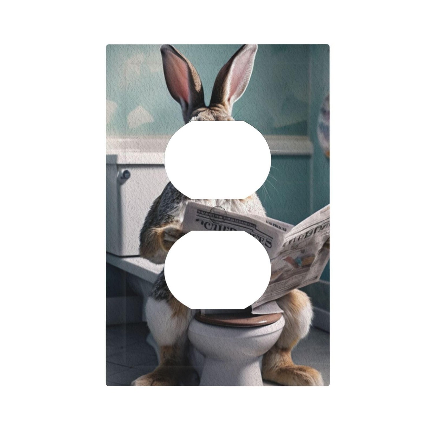 ROUGUI Cute Cartoon Rabbit Sitting on The Toilet Single Duplex Wall ...